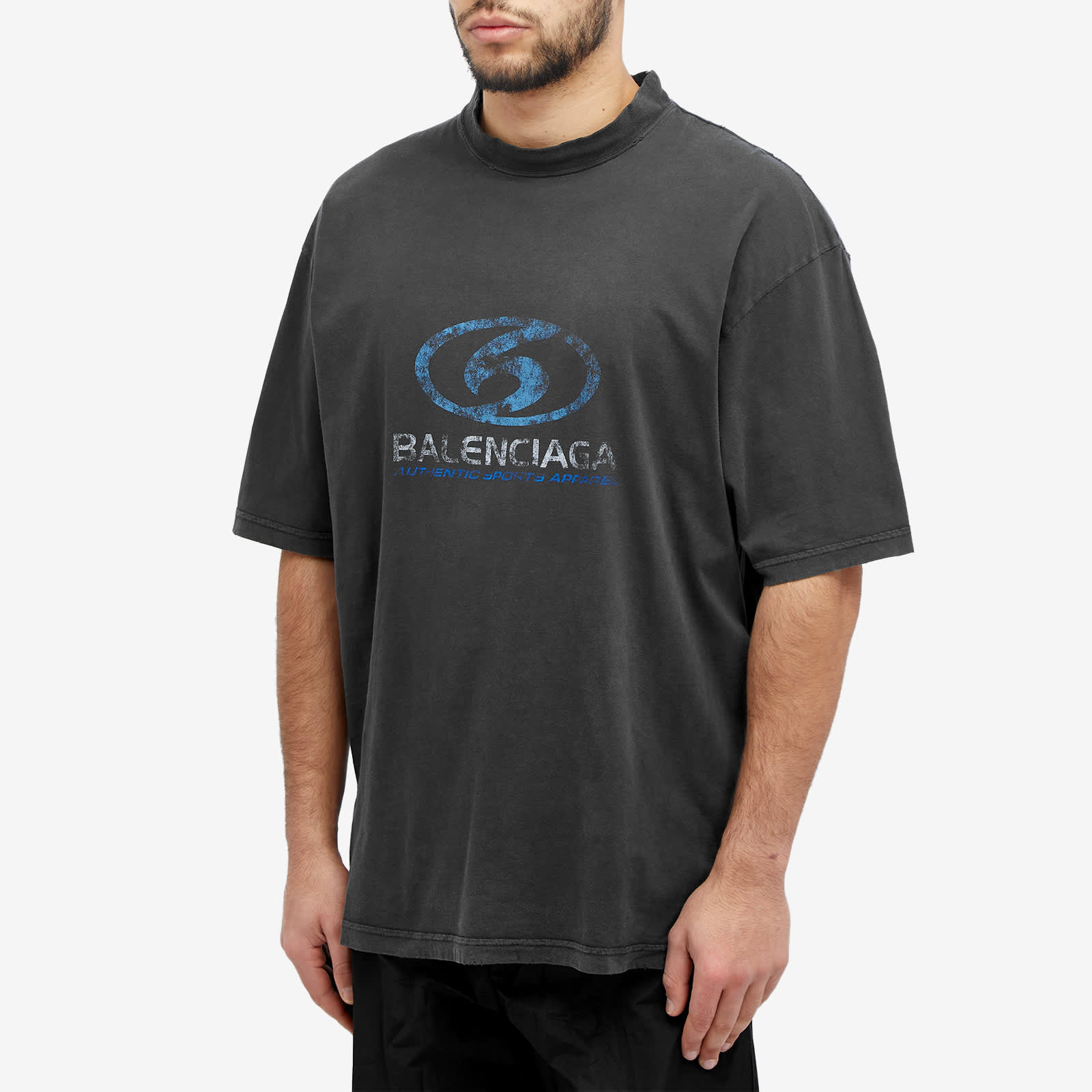 Balenciaga Surf Logo Tee Faded Black & Blue | END. (GB)