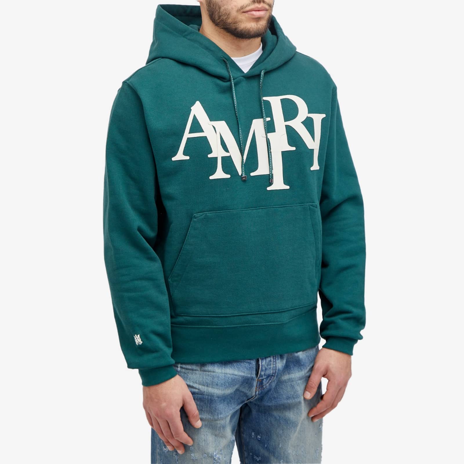 AMIRI Staggered Logo Hoodie Green | END. (US)