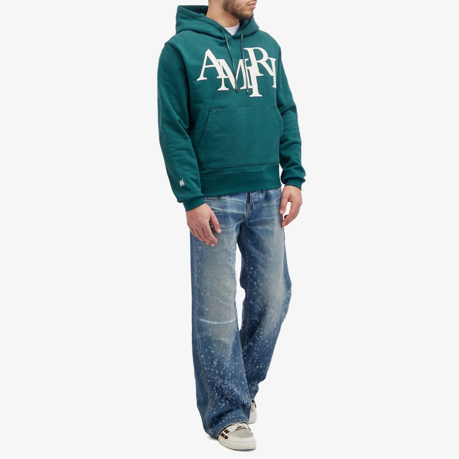 AMIRI Staggered Logo Hoodie Green | END. (HK)