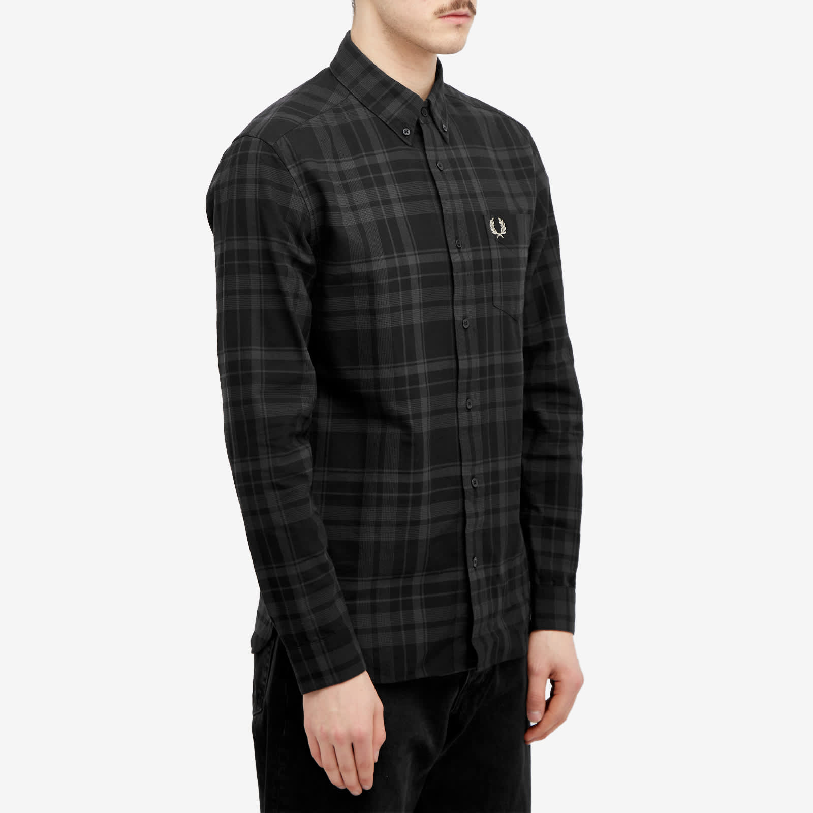 Fred Perry Twill Tartan Shirt Black | END. (GB)