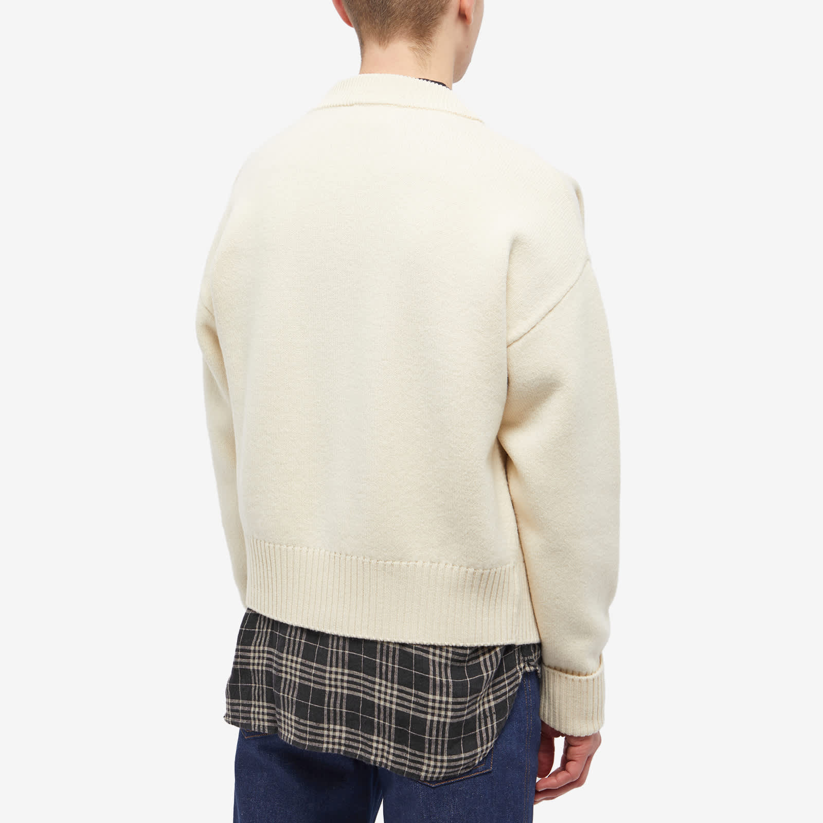 AMI Tonal Large A Heart Cardigan Vanilla & White | END. (AU)