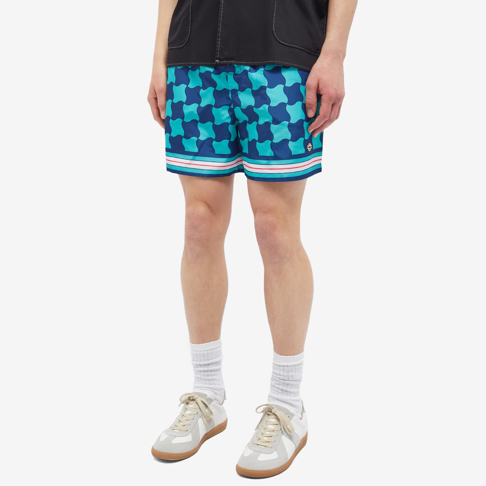 Casablanca Pool Tile Check Swim Shorts Blue & Green | END. (AU)
