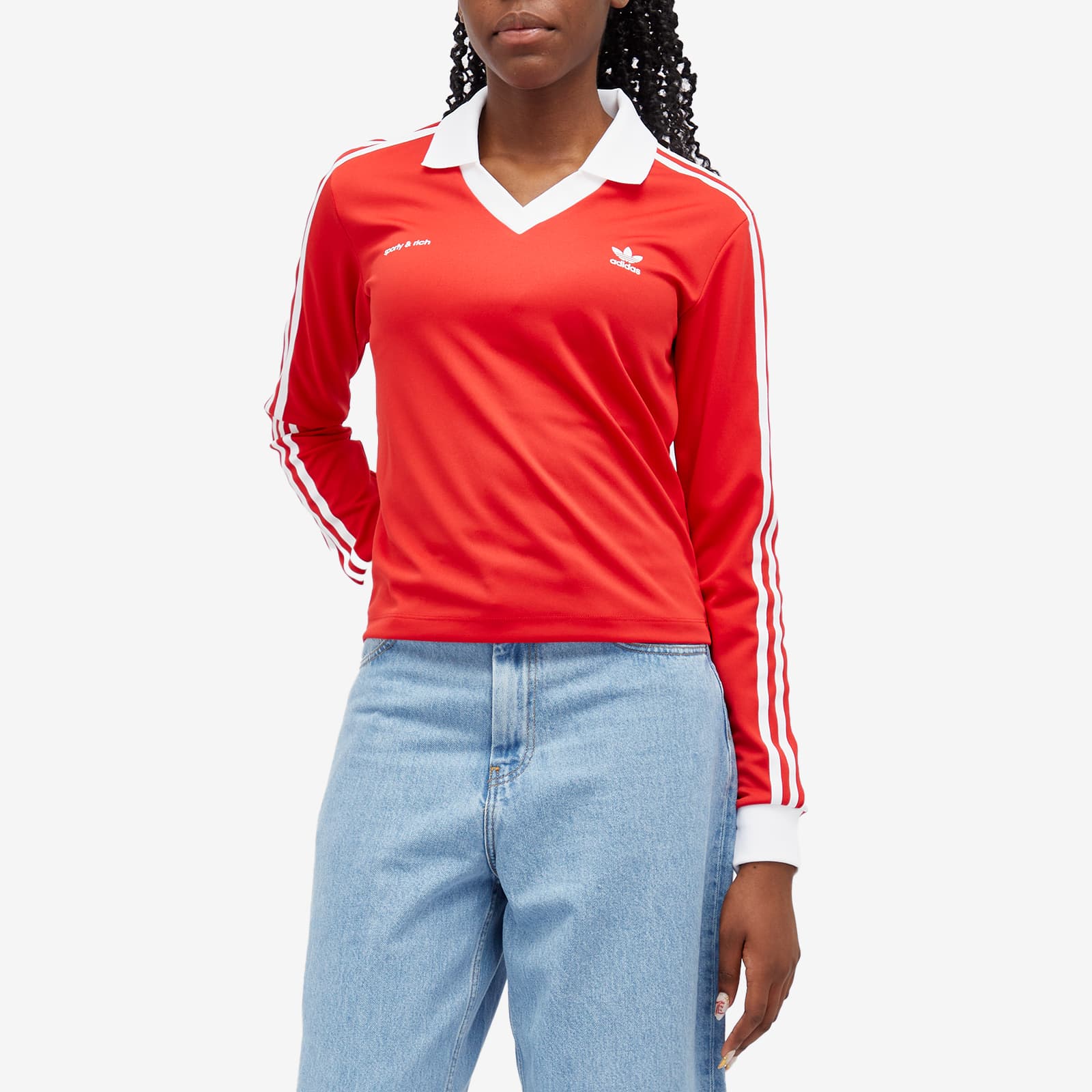 Adidas x Sporty & Rich Long Sleeve Soccer Jersey White & Collegiate Red ...