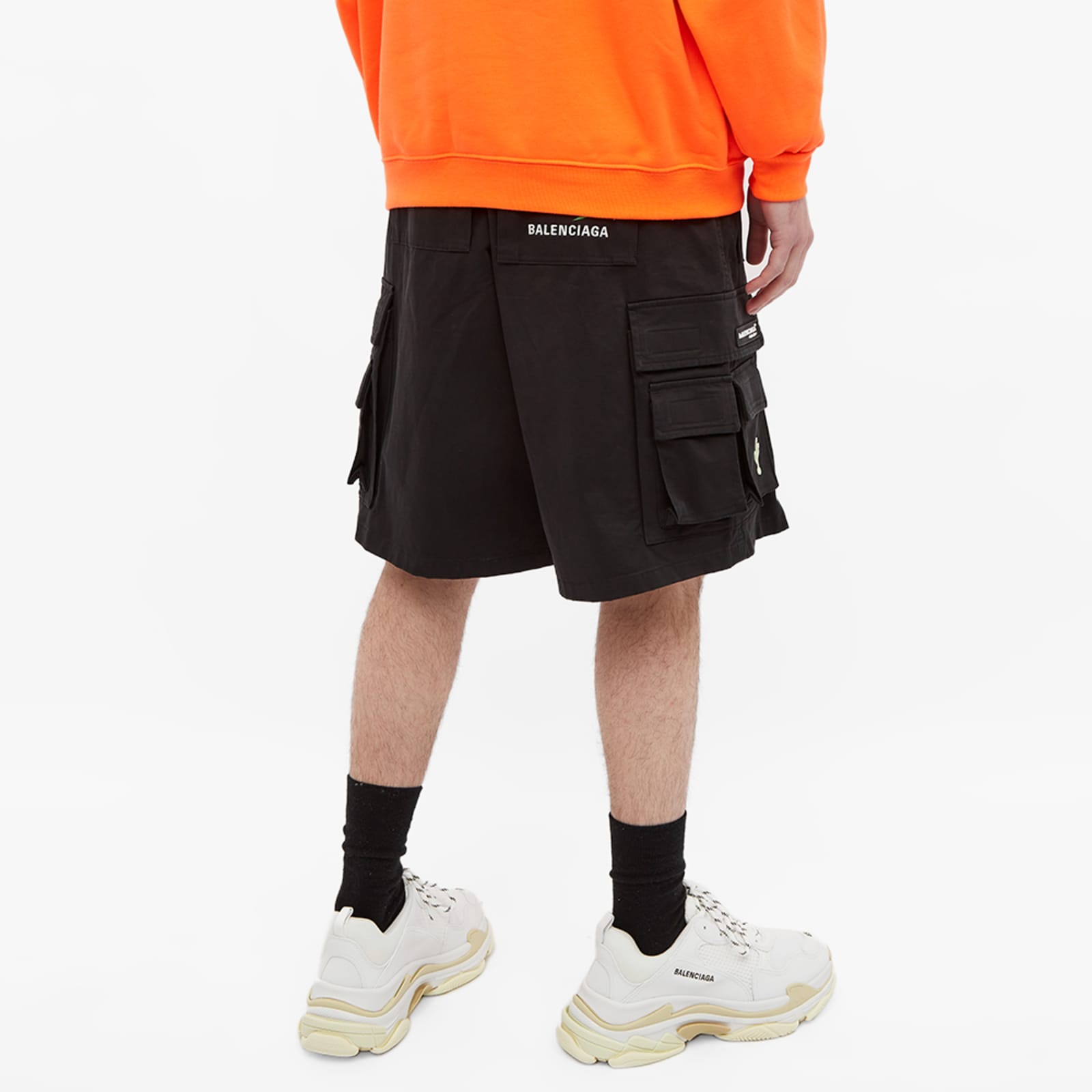 Balenciaga Gamer Oversized Patched Shorts Black | END. (US)