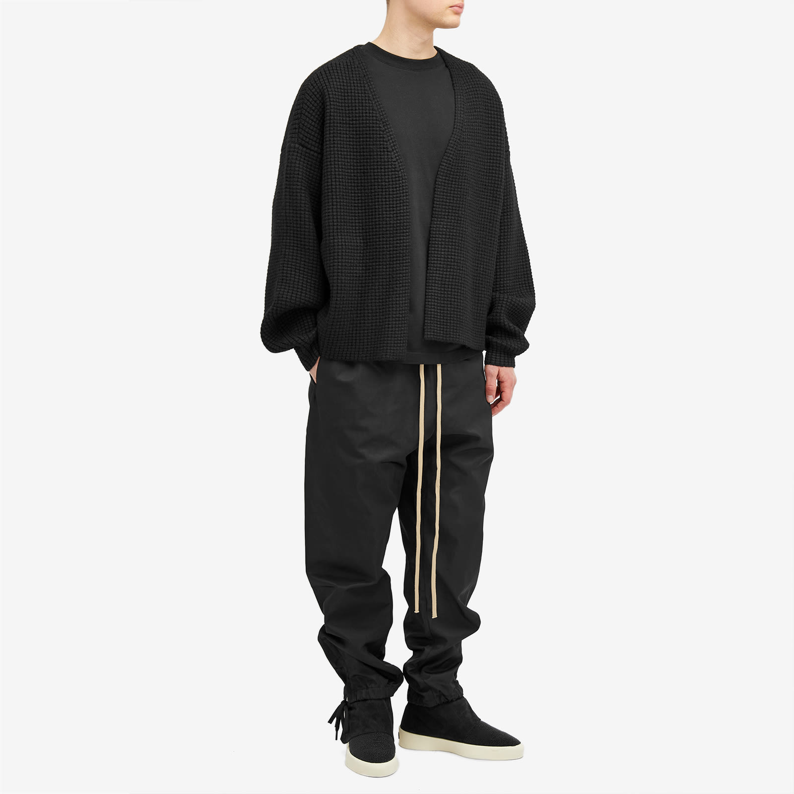 Fear of God ESSENTIALS Heavy Waffle Cardigan Black | END. (GB)