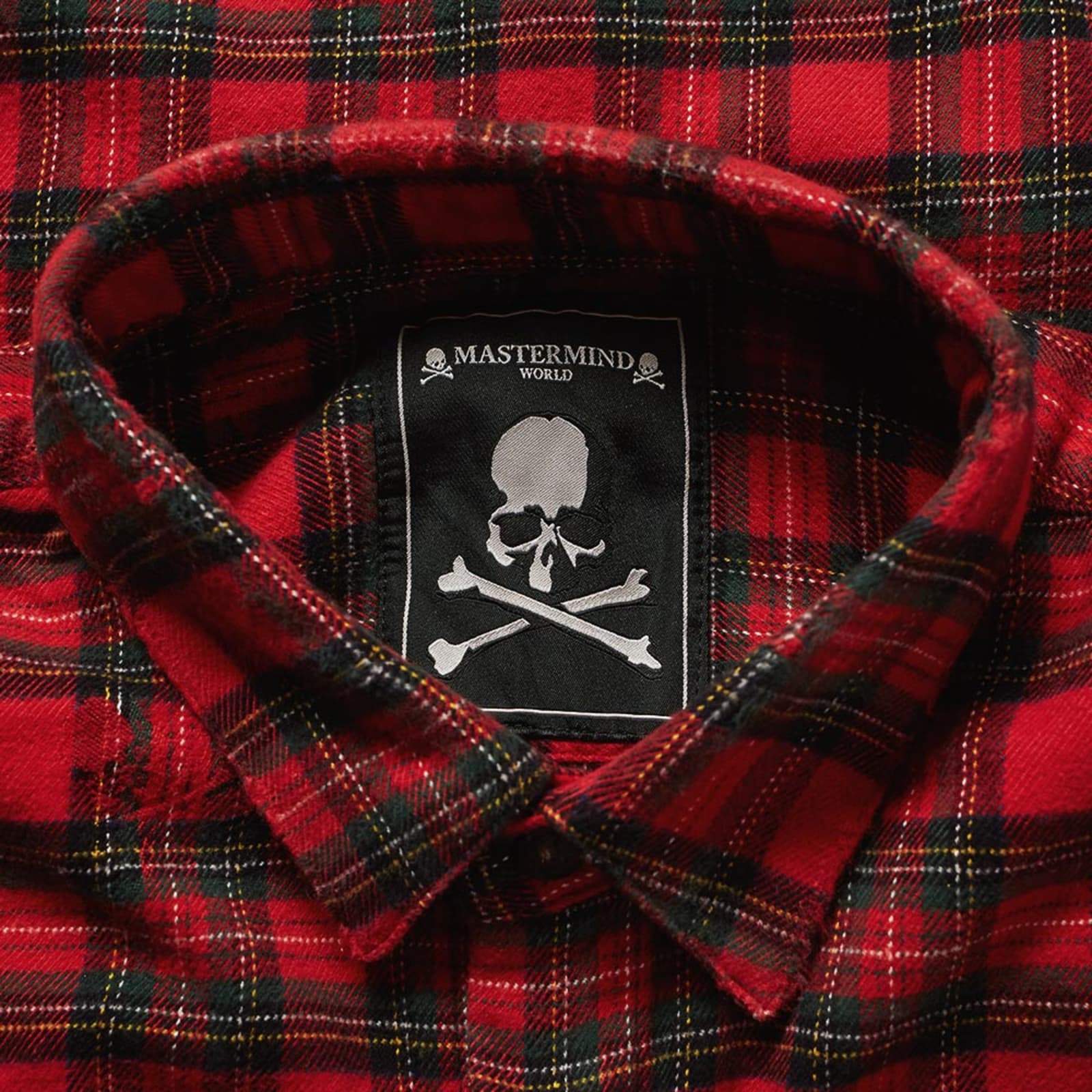 MASTERMIND WORLD Damaged Skull Check Flannel Shirt Red | END. (US)