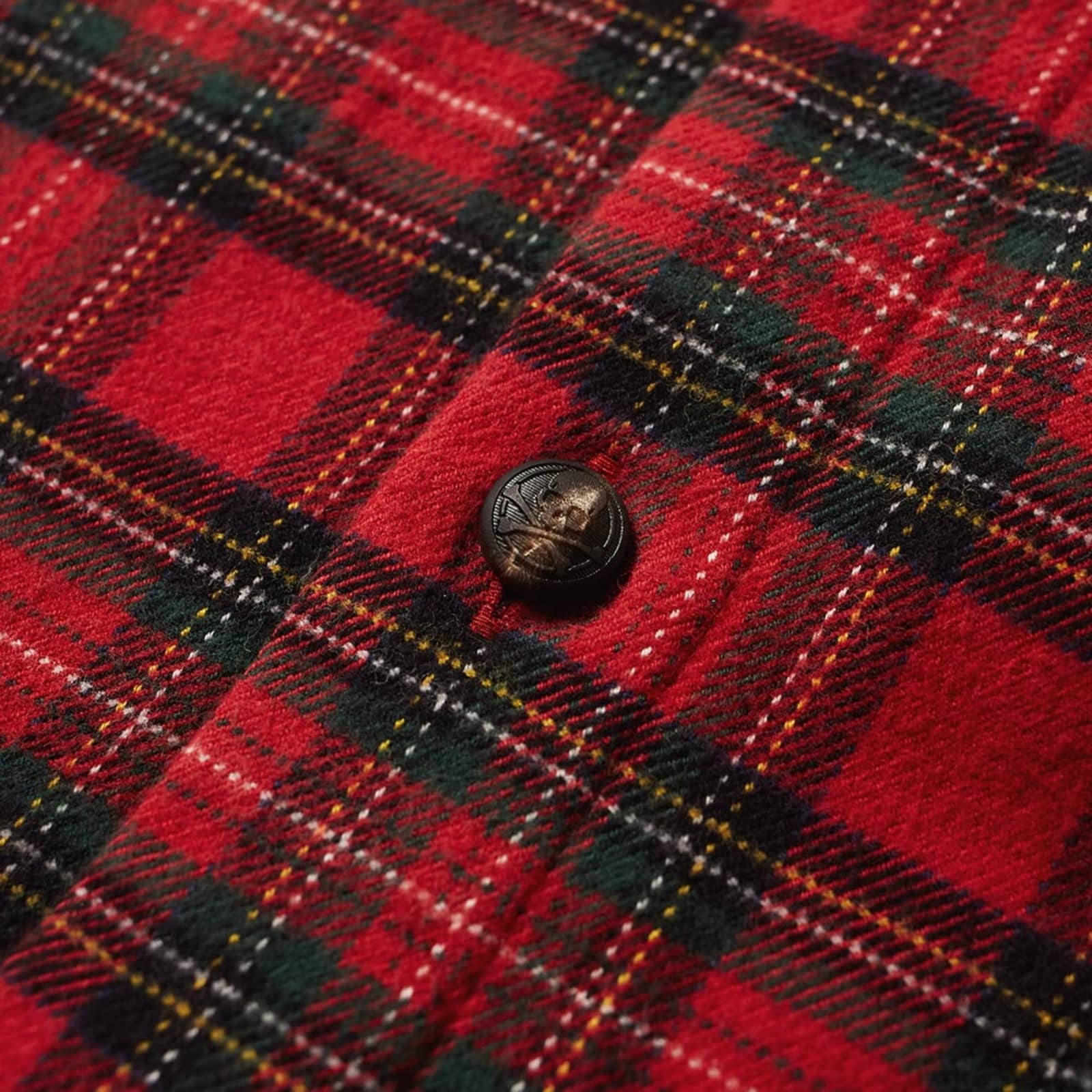 MASTERMIND WORLD Damaged Skull Check Flannel Shirt Red | END.