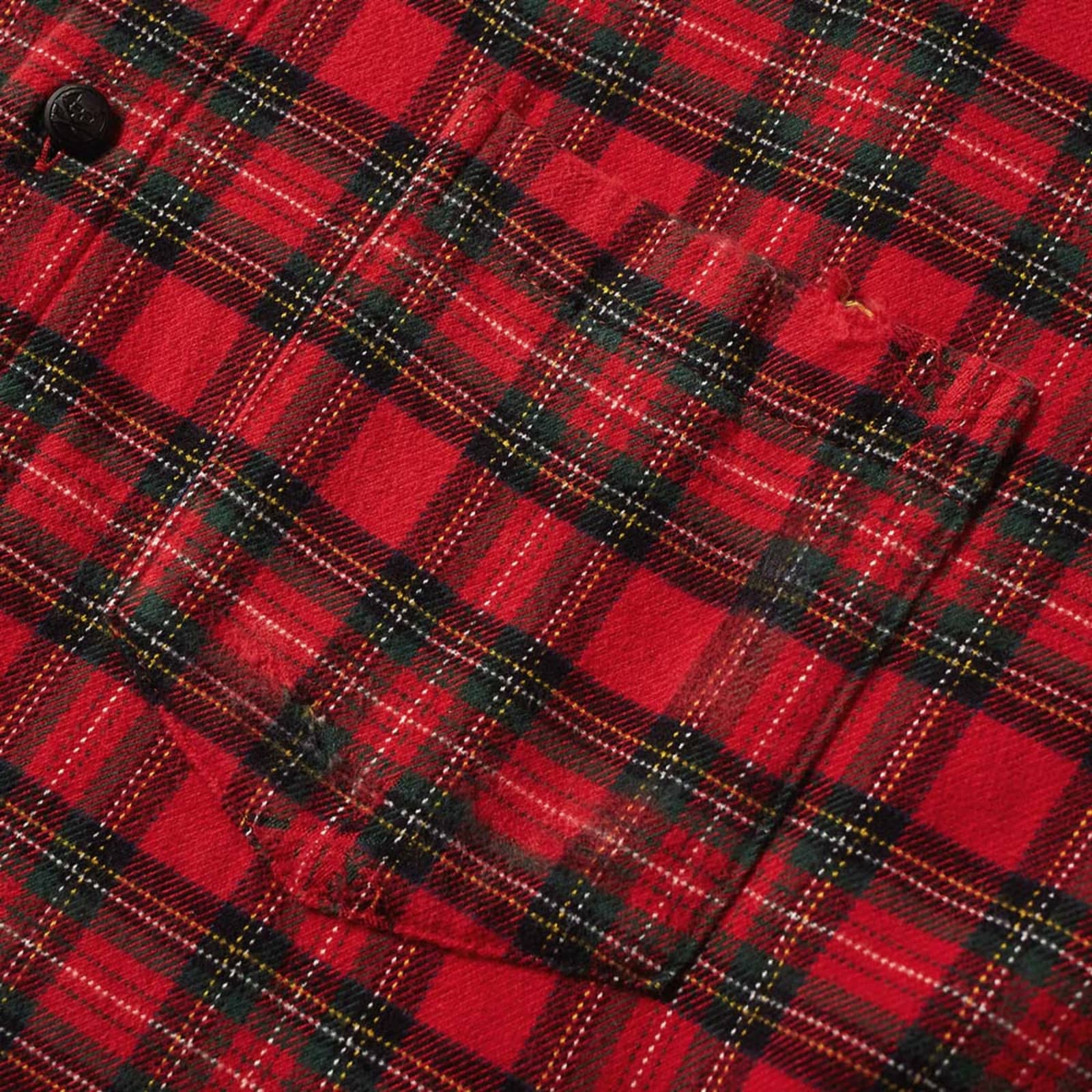 MASTERMIND WORLD Damaged Skull Check Flannel Shirt Red | END. (US)