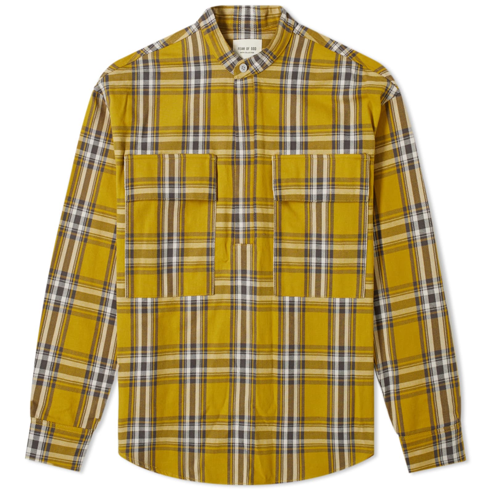 Fear of God Henley Plaid Pulllover Shirt Garden Glove Yellow Plaid | END.