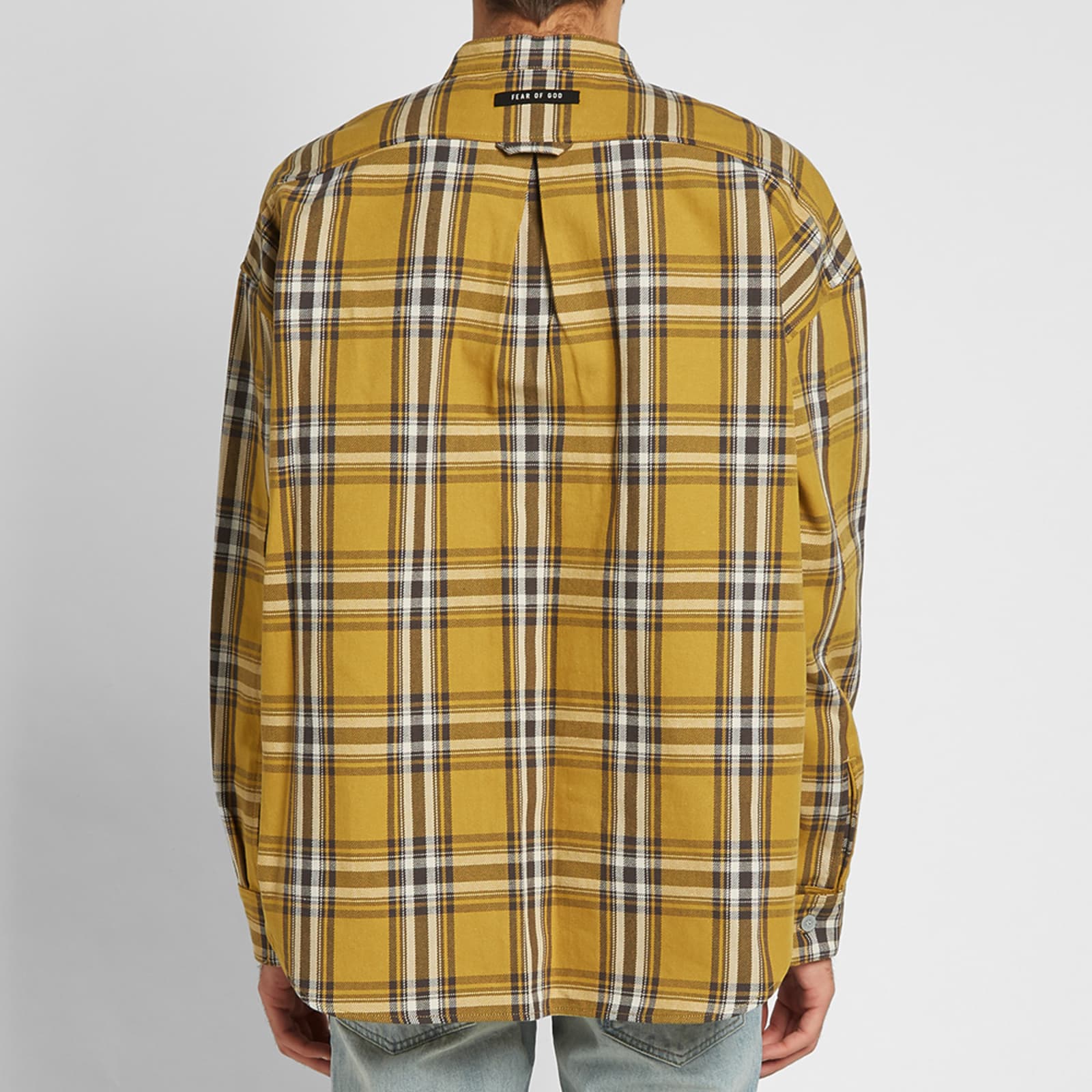 Fear of God Henley Plaid Pulllover Shirt Garden Glove Yellow Plaid | END.