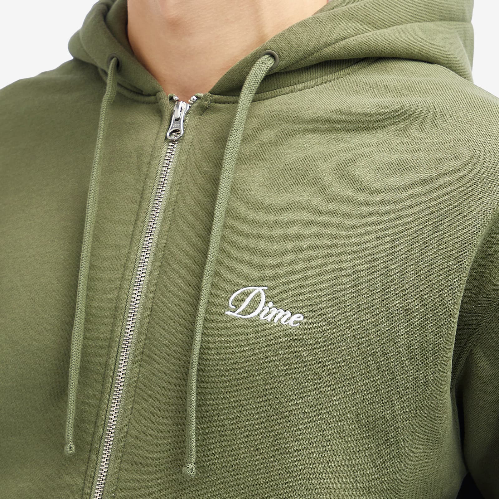 Dime Cursive Zip Hoodie Army Green | END. (HK)