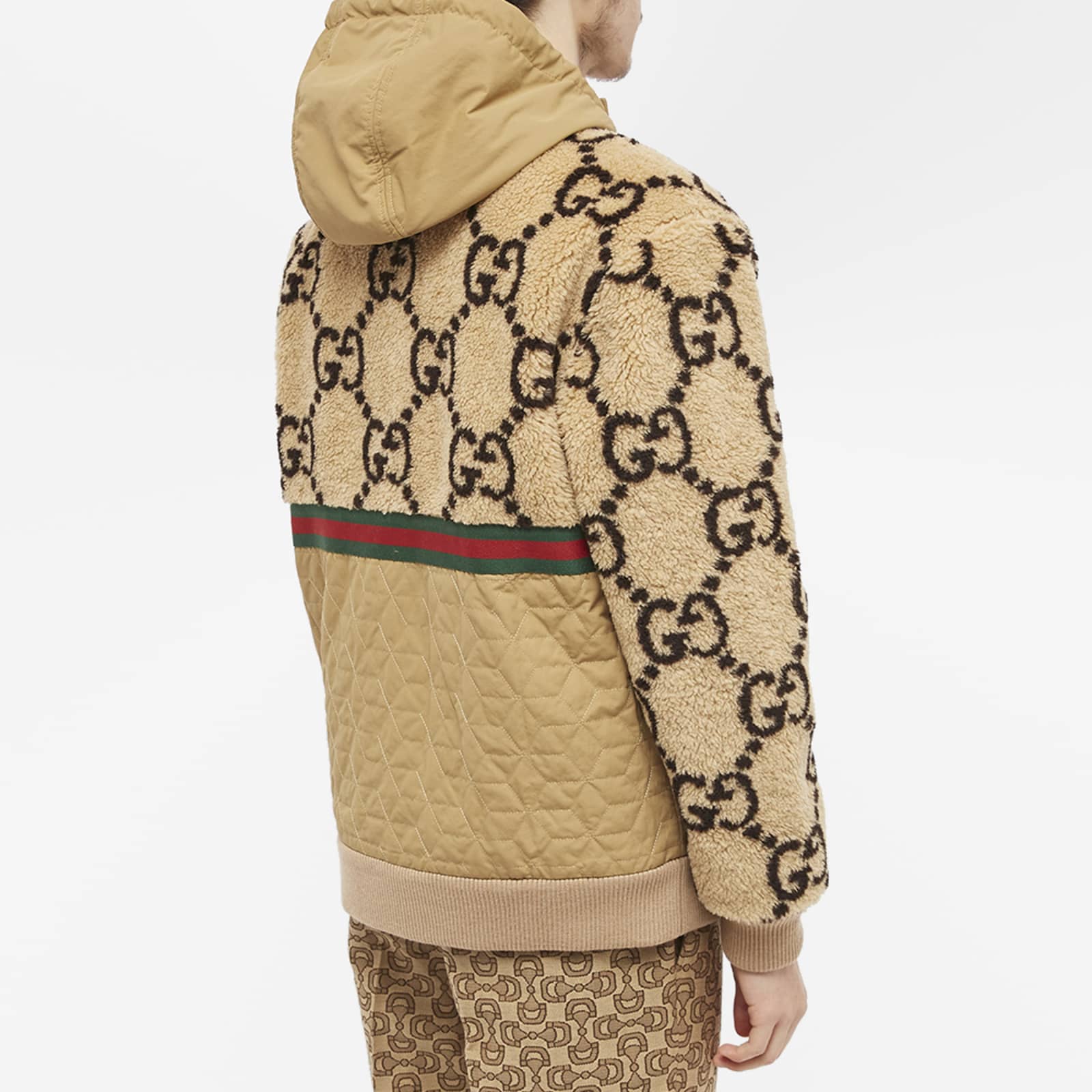 Gucci Jumbo GG Fleece Panel Hooded Jacket Beige | END. (AT)