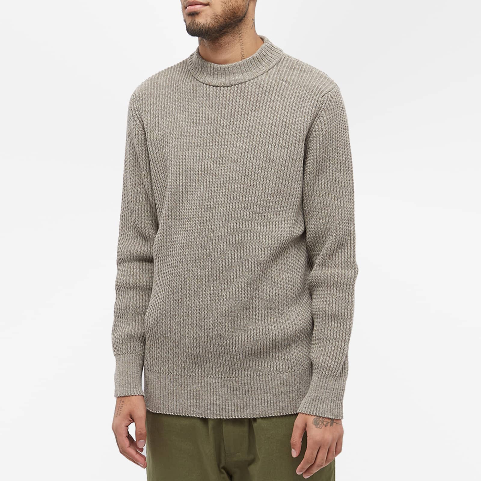 S.N.S. Herning Fender II Rib Crew Knit Natural Greige | END. (GB)