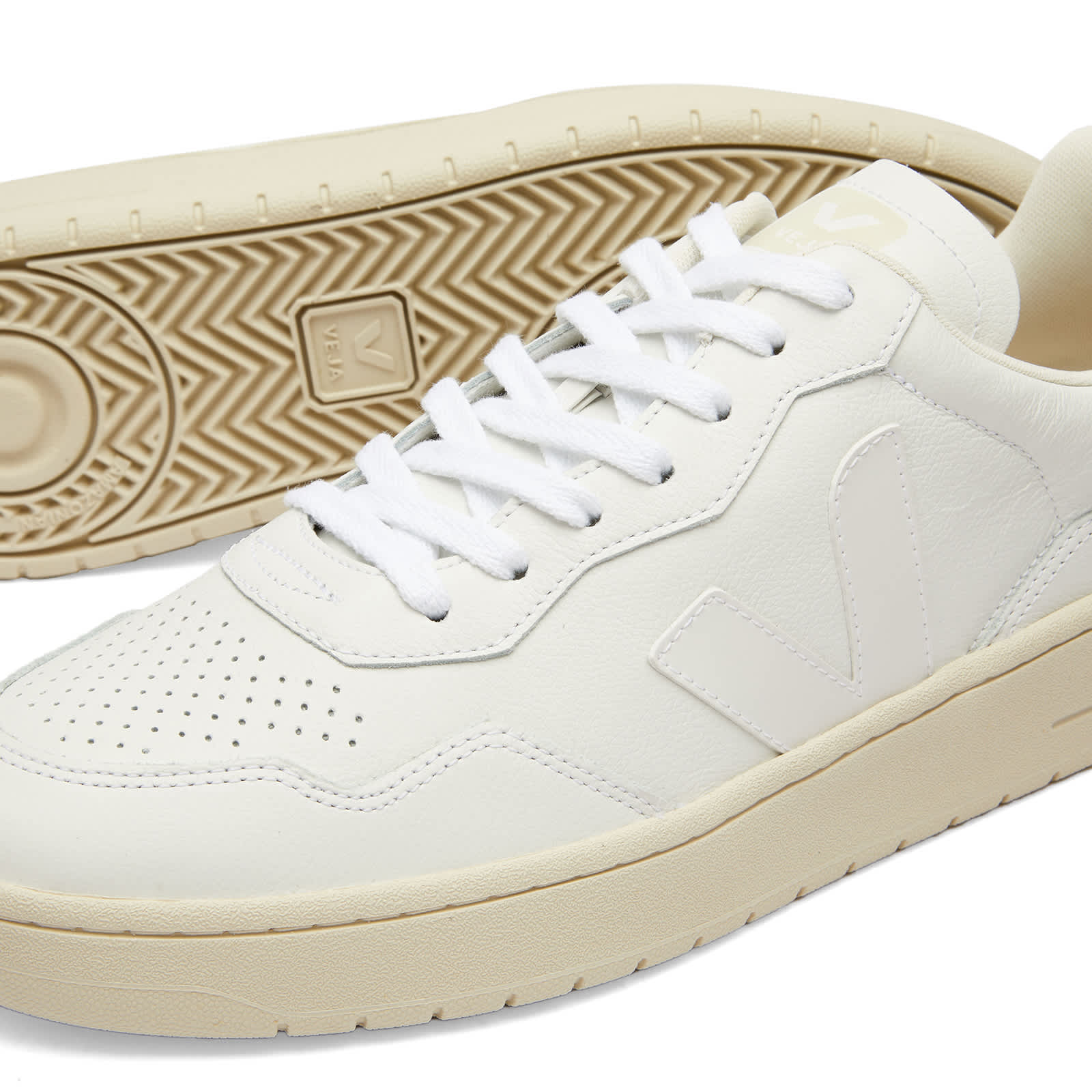 Veja V-90 Organic Leather Sneaker Extra White & Black | END. (GB)