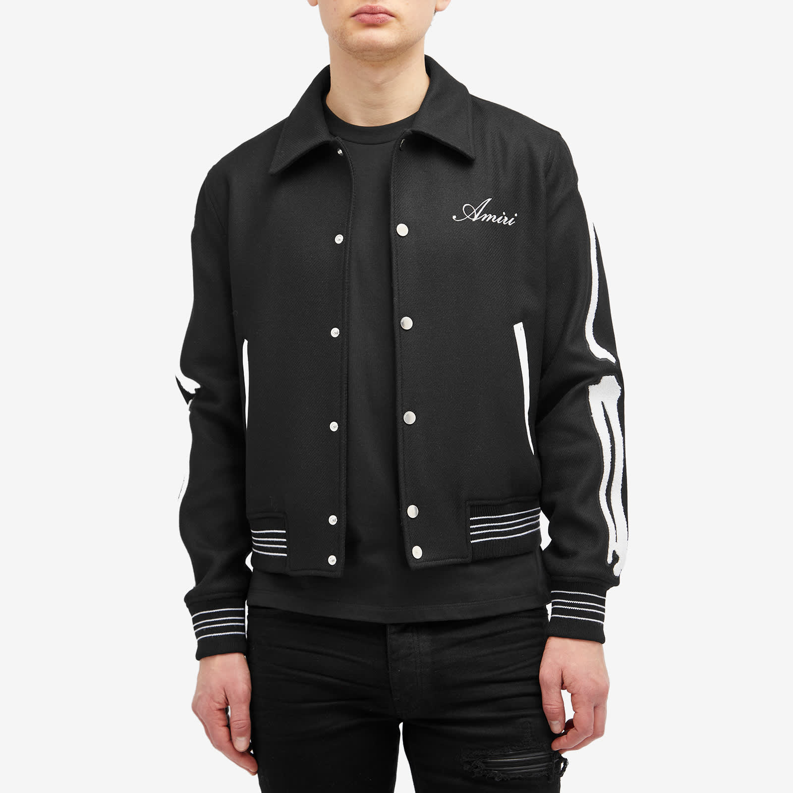 AMIRI Varsity Bones Jacket Black White | END. (US)