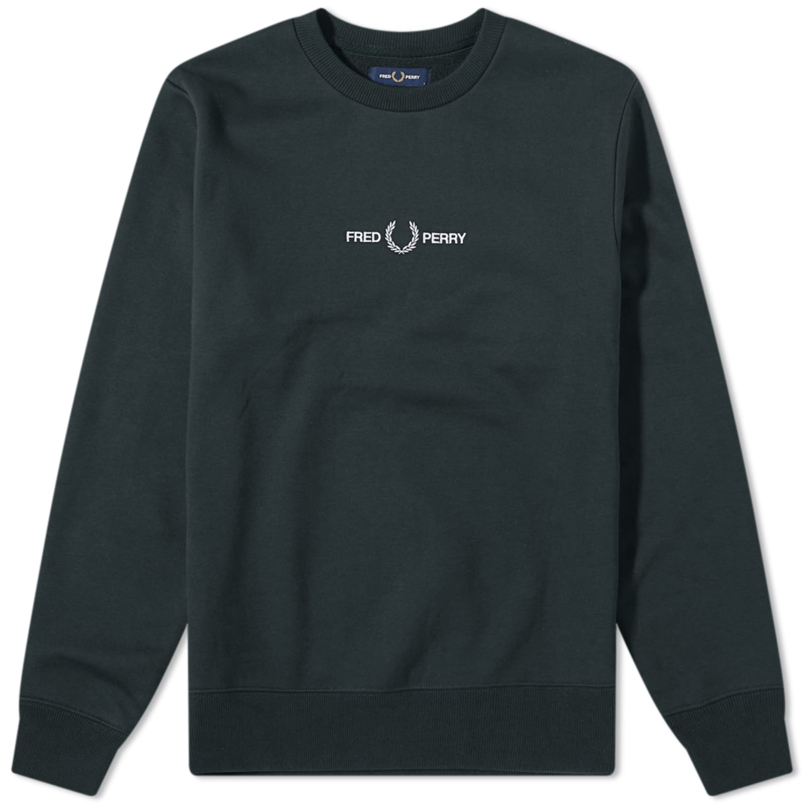 Fred Perry Embroidered Crew Sweat Night Green | END. (GB)