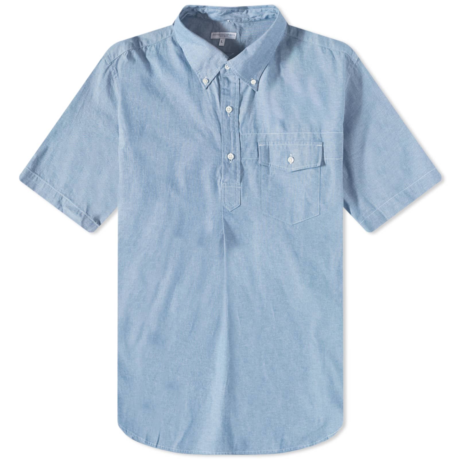 Engineered Garments Popover Button Down Short Sleeve Shirt Light Blue ...