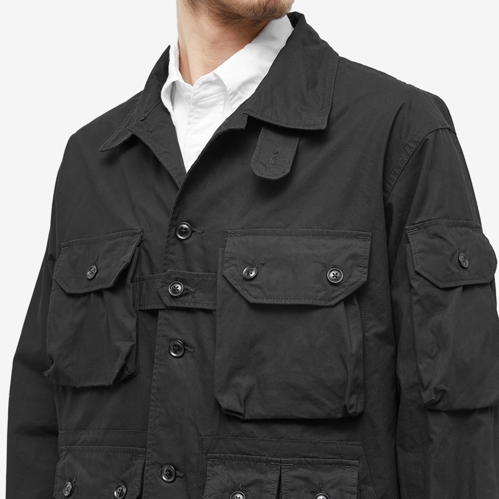 Engineered Garments Explorer Shirt Jacket Black Duracloth Poplin | END ...