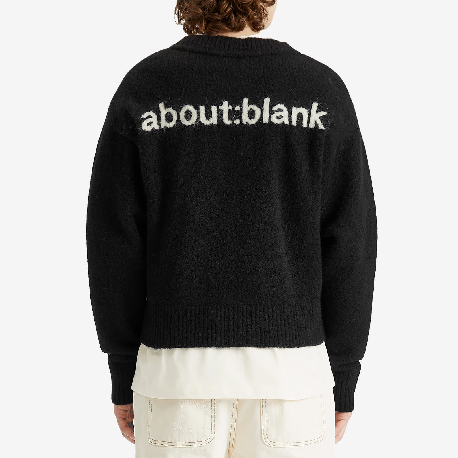 about:blank Mohair Knitted Logo Cardigan Black & Ecru | END. (GB)