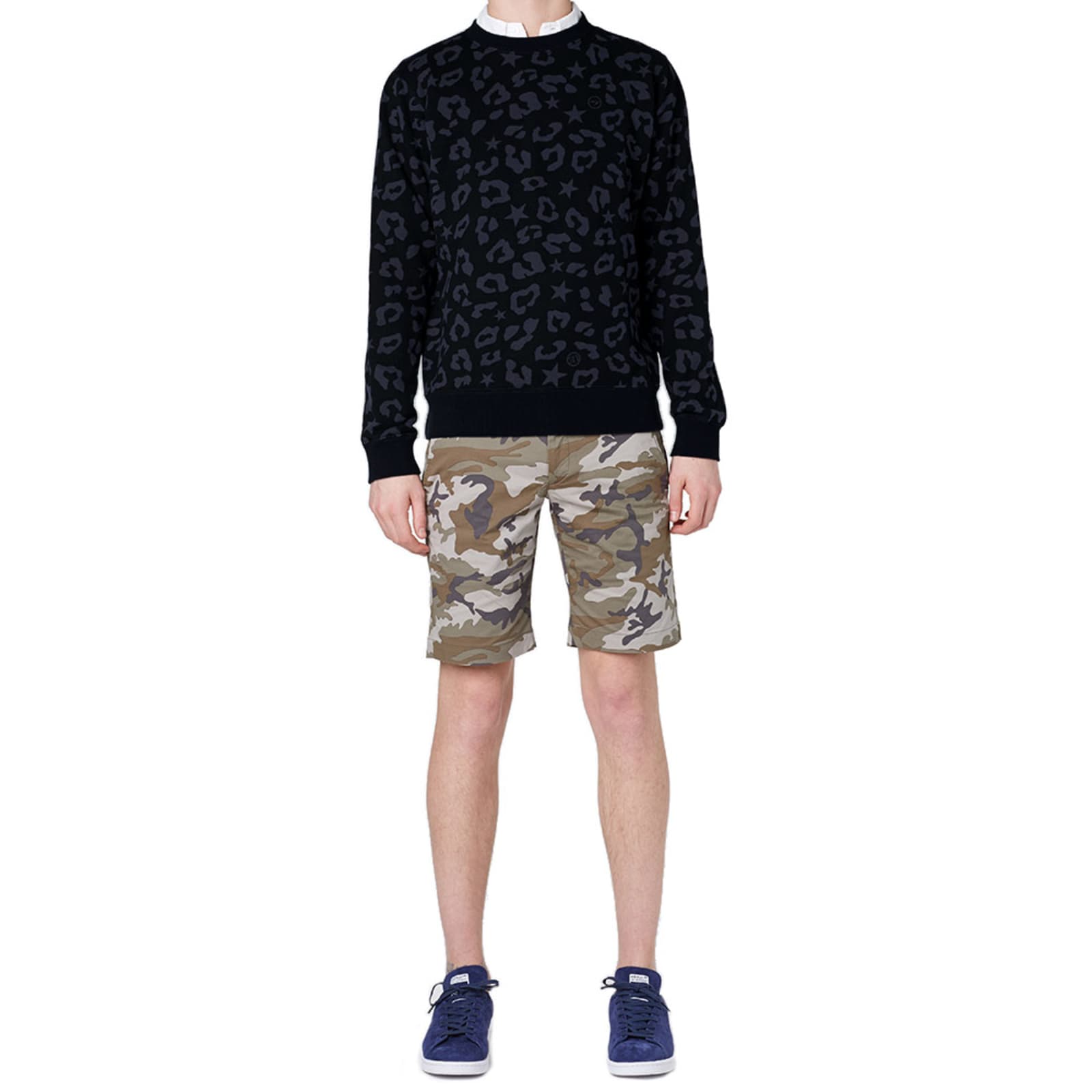 Uniform Experiment Big Leopard Star Crew Neck Sweat Black | END.