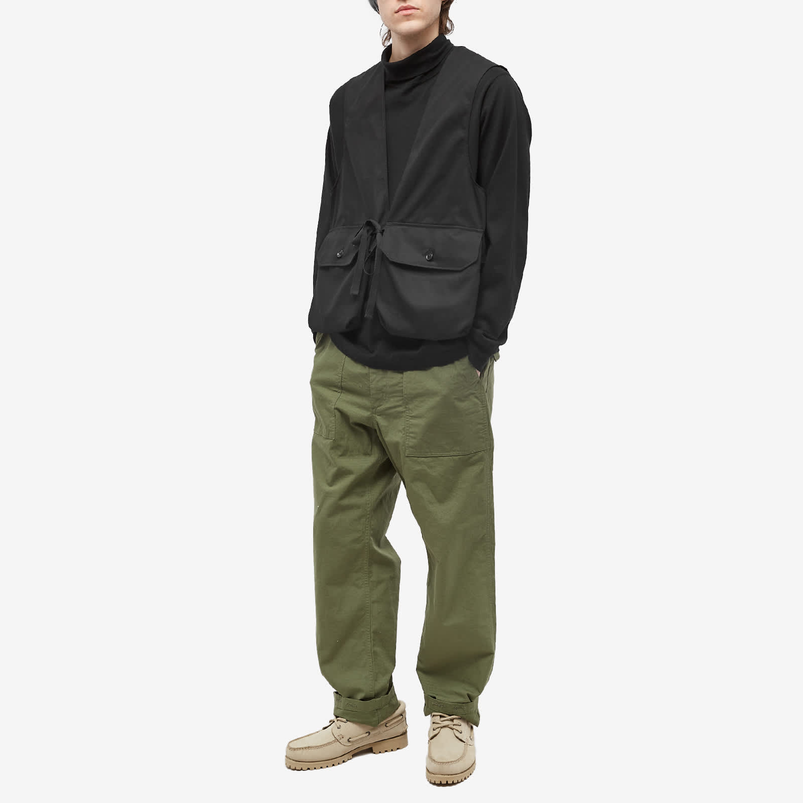 Engineered Garments Fowl Vest Black Twill | END. (CA)