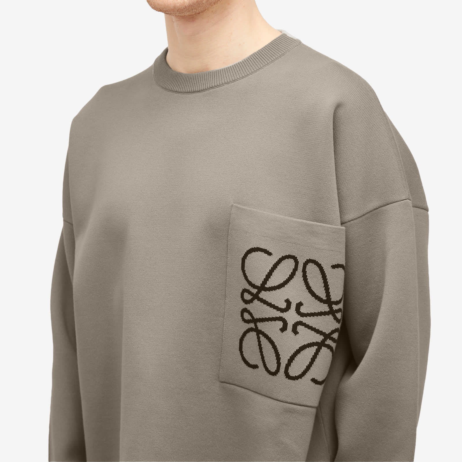 Loewe Anagram Pocket Crew Neck Jumper Light Grey & Navy Blue | END. (US)