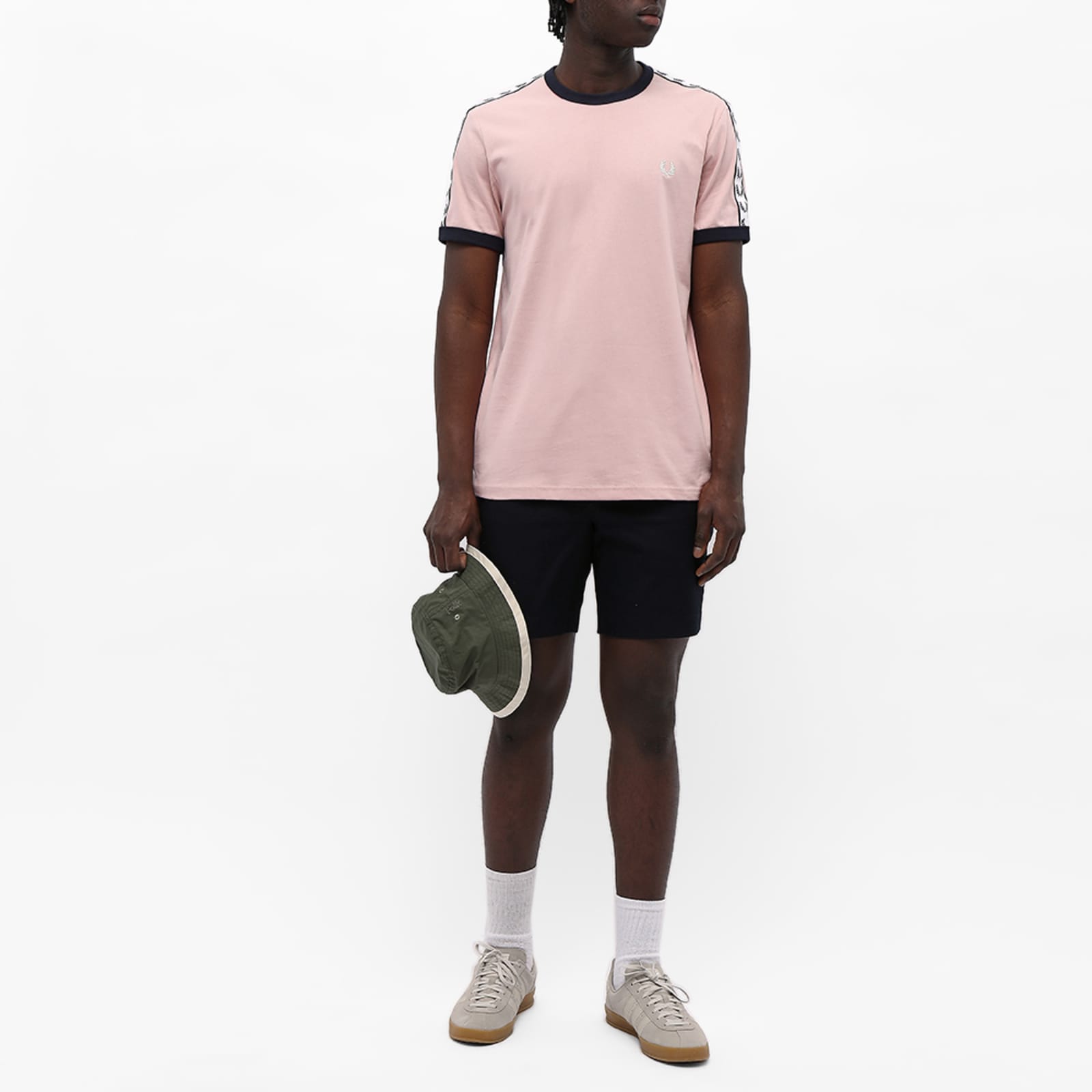 Fred Perry Taped Ringer T-Shirt Chalky Pink | END. (AT)