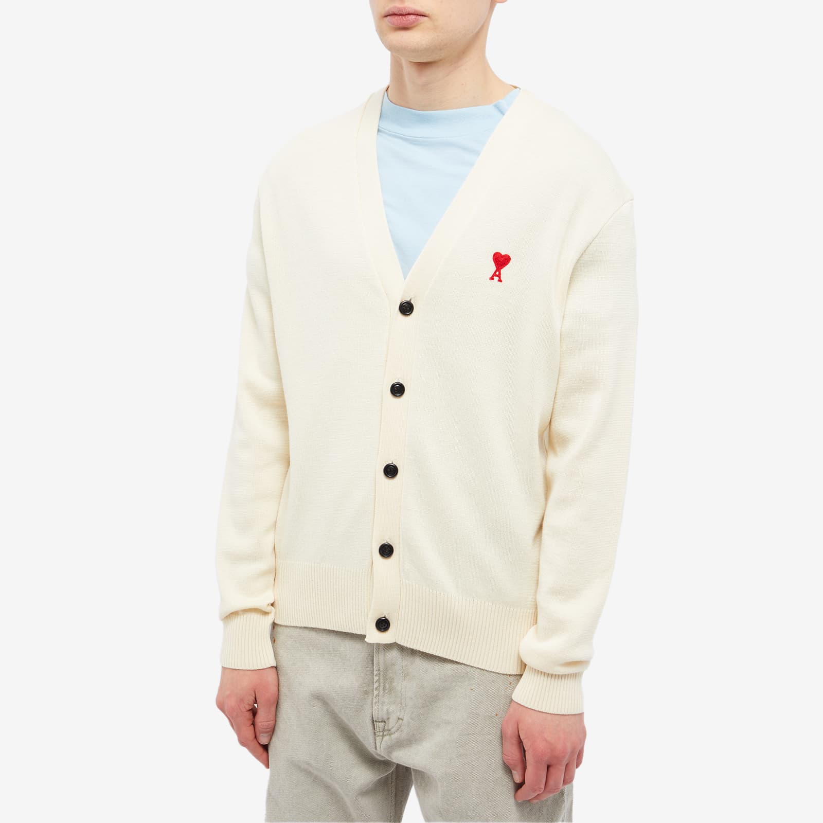 AMI Tonal Small A Heart Cardigan Vanilla | END. (AR)