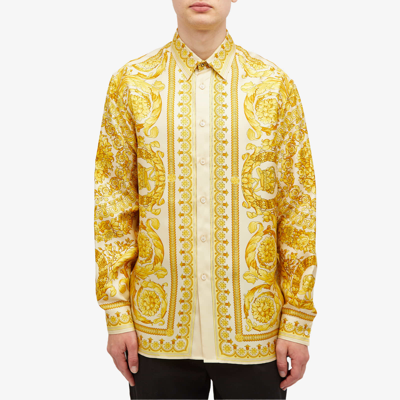 Versace Baroque Silk Vacation Shirt Champagne | END. (US)