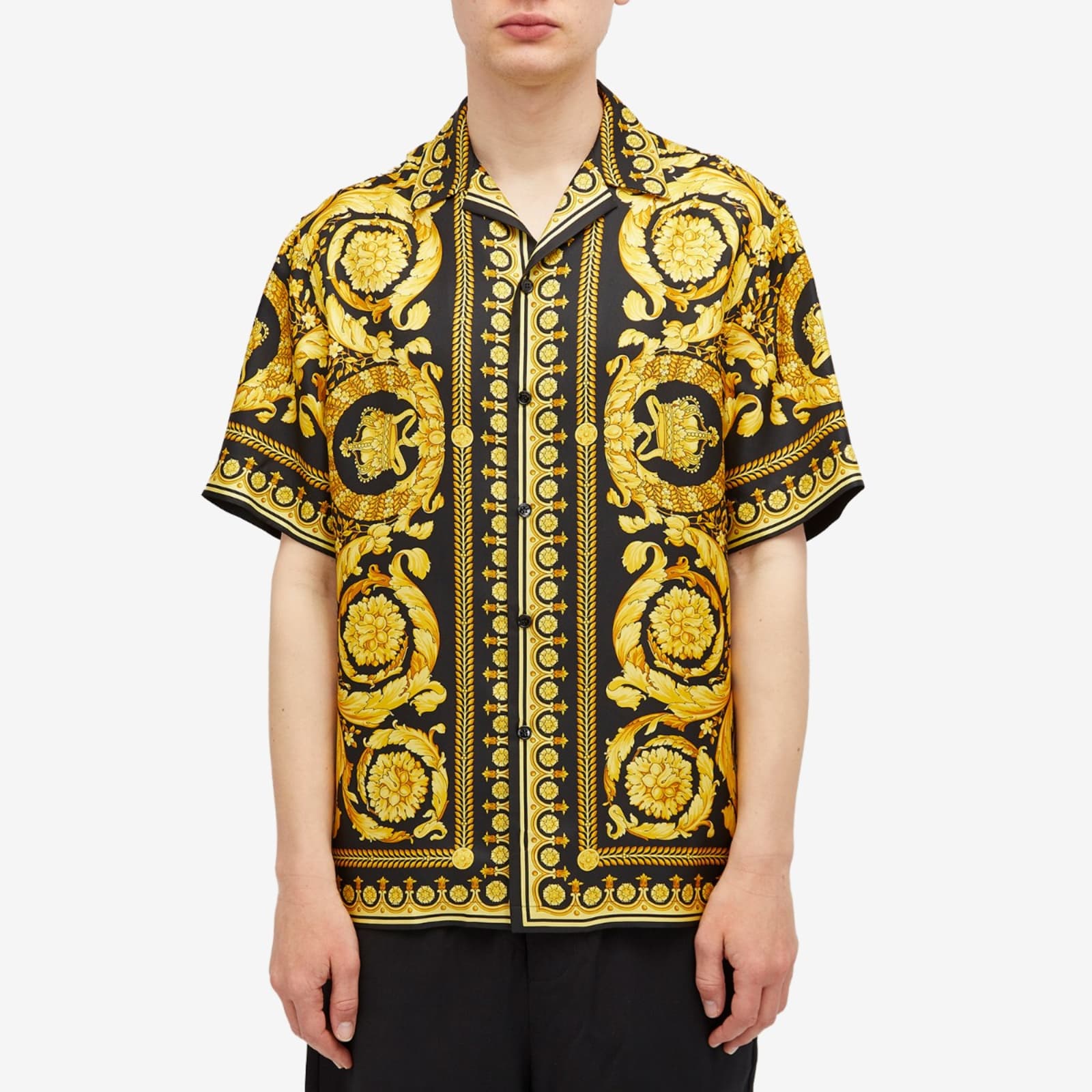 Versace Baroque '92 Silk Vacation Shirt Black Gold | END. (US)