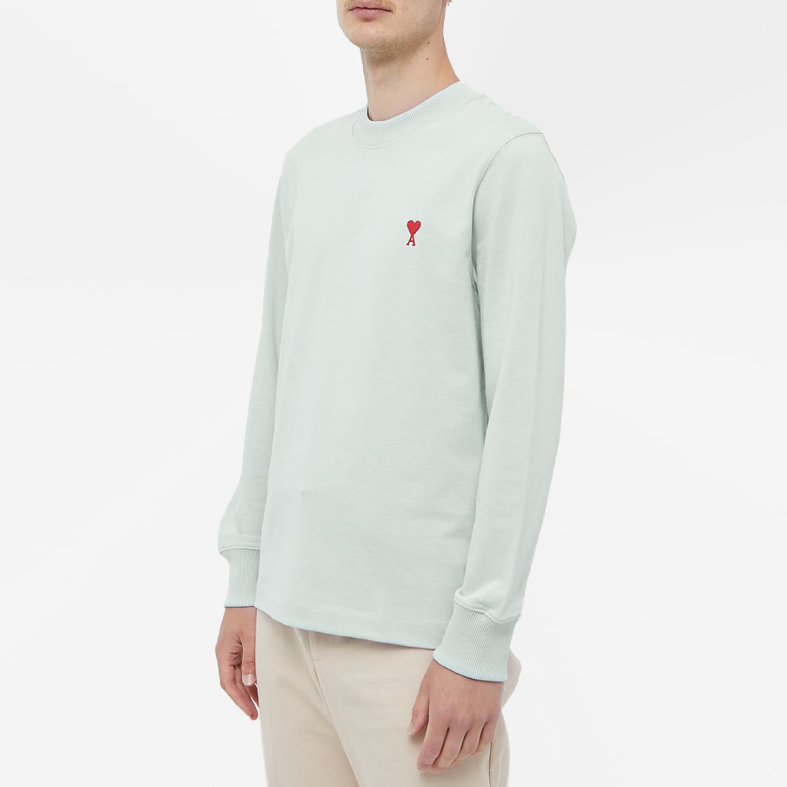 AMI Long Sleeve Small A Heart T-Shirt Pale Green | END. (US)