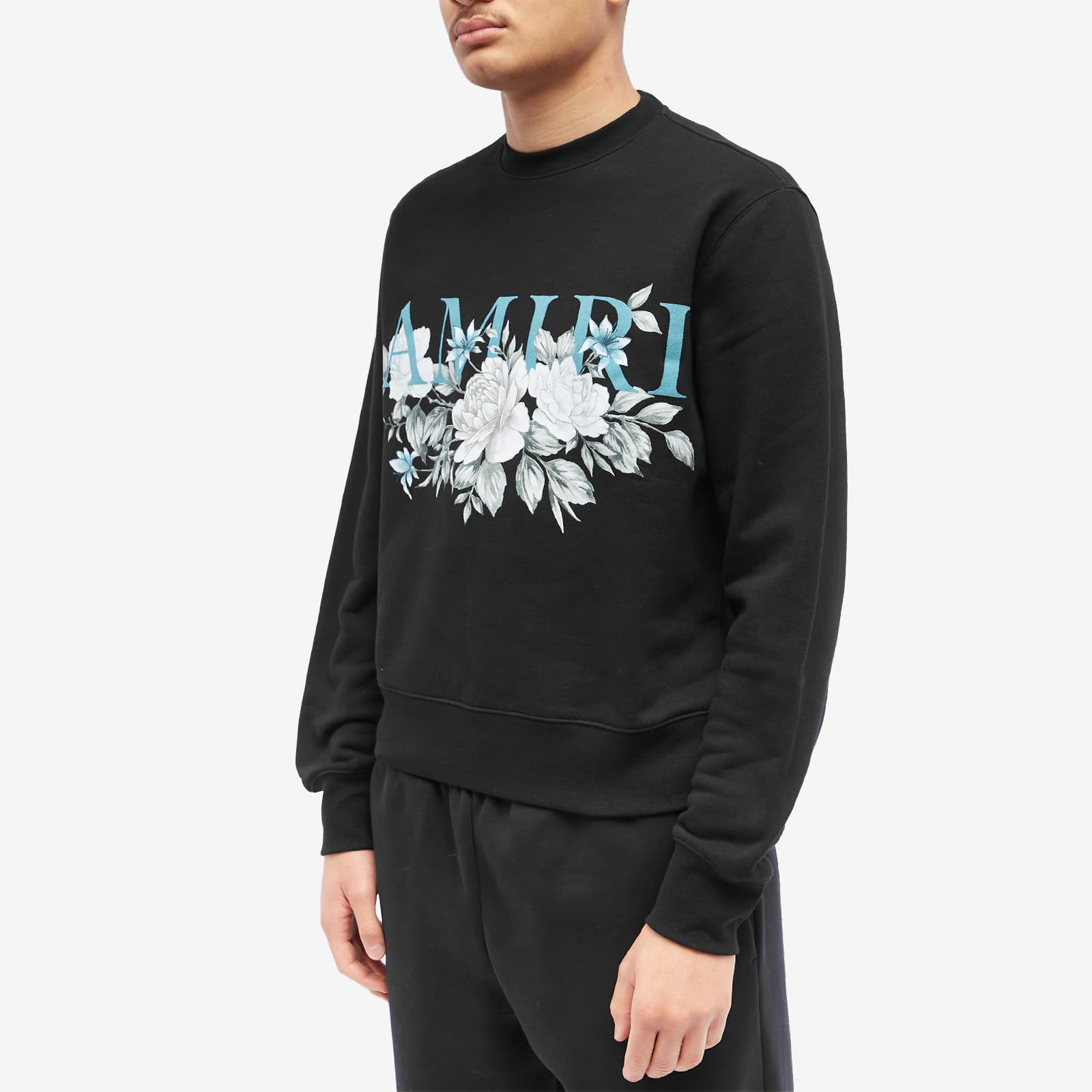 AMIRI Floral Logo Crew Sweatshirt Black | END. (US)