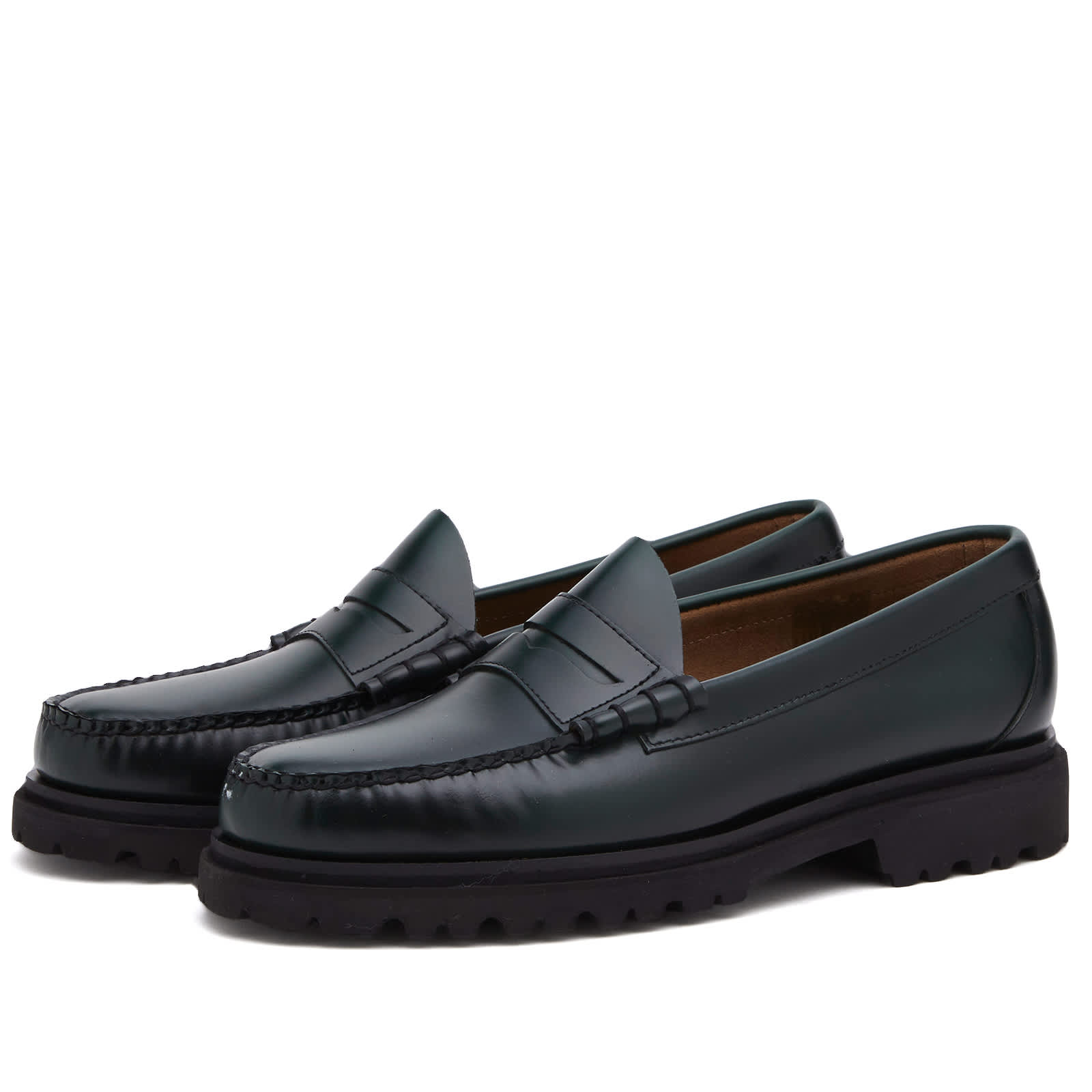 Bass Weejuns Larson Step Lug Moc Dark Green Leather | END. (US)