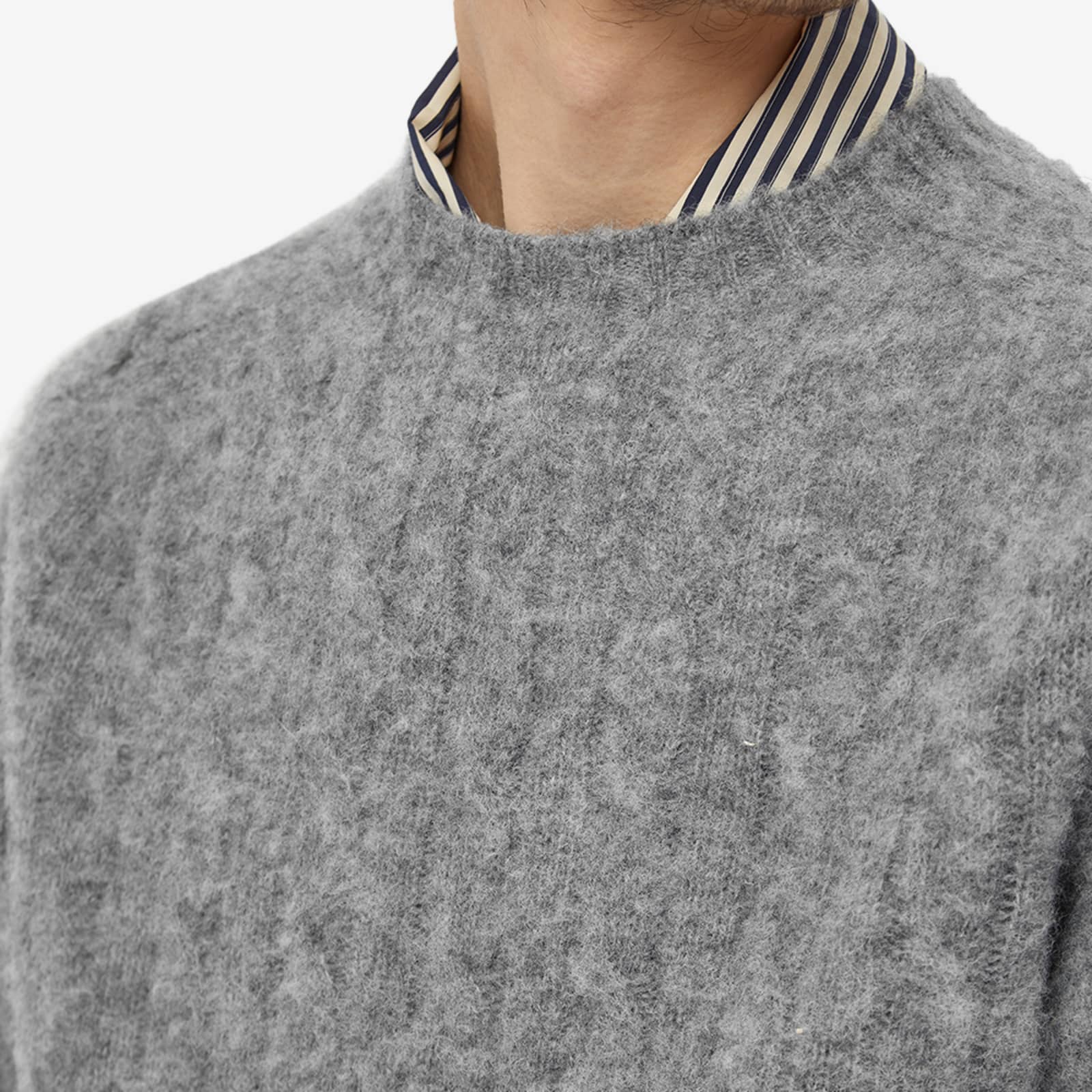 Drake's Brushed Shetland Crew Knit Grey | END. (US)
