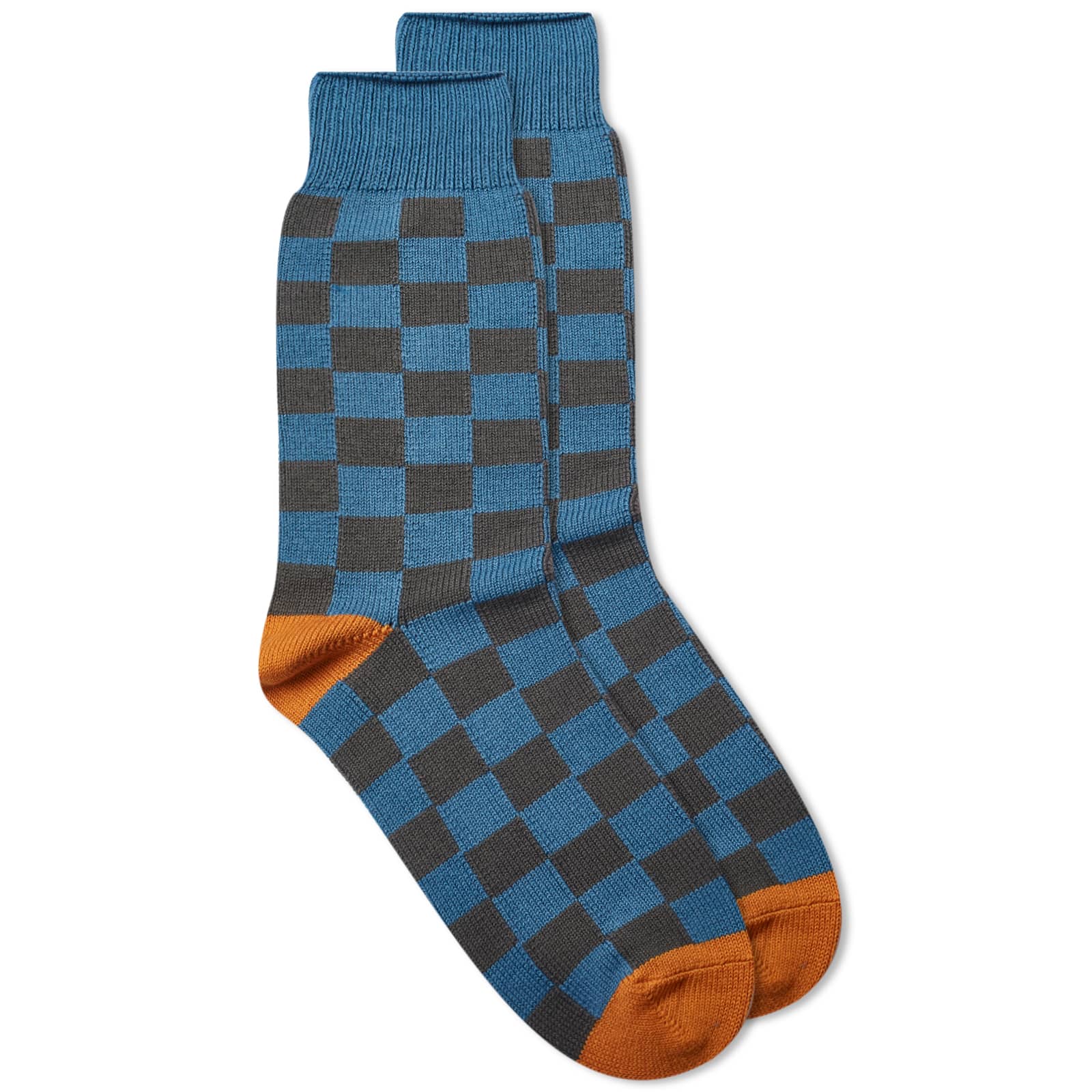 RoToTo Checkerboard Crew Sock Blue & Grey | END. (US)