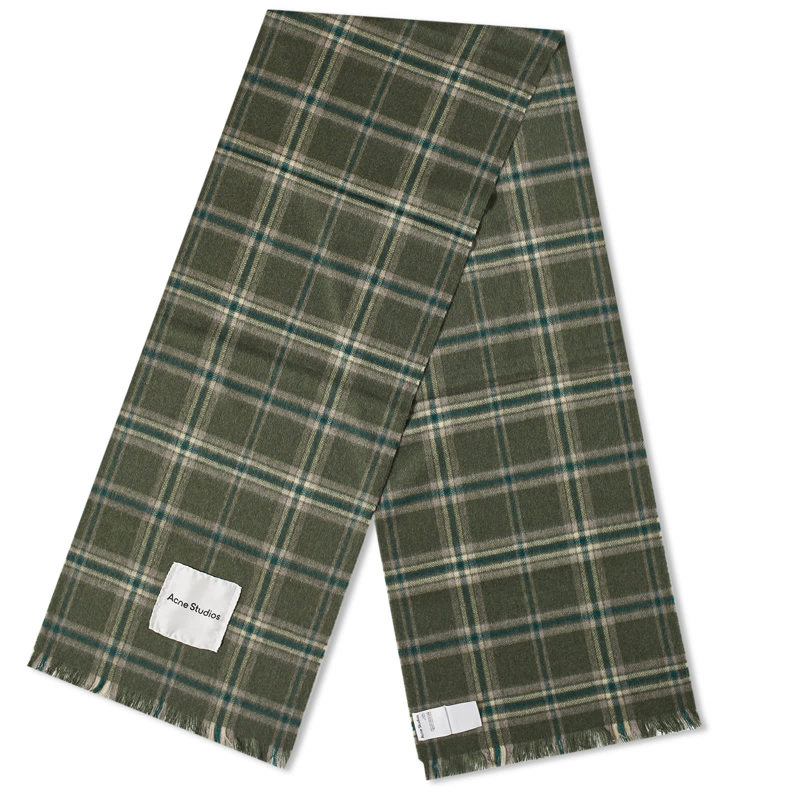Acne Studios Veken Cashmere Check Scarf Forest Green | END. (GB)