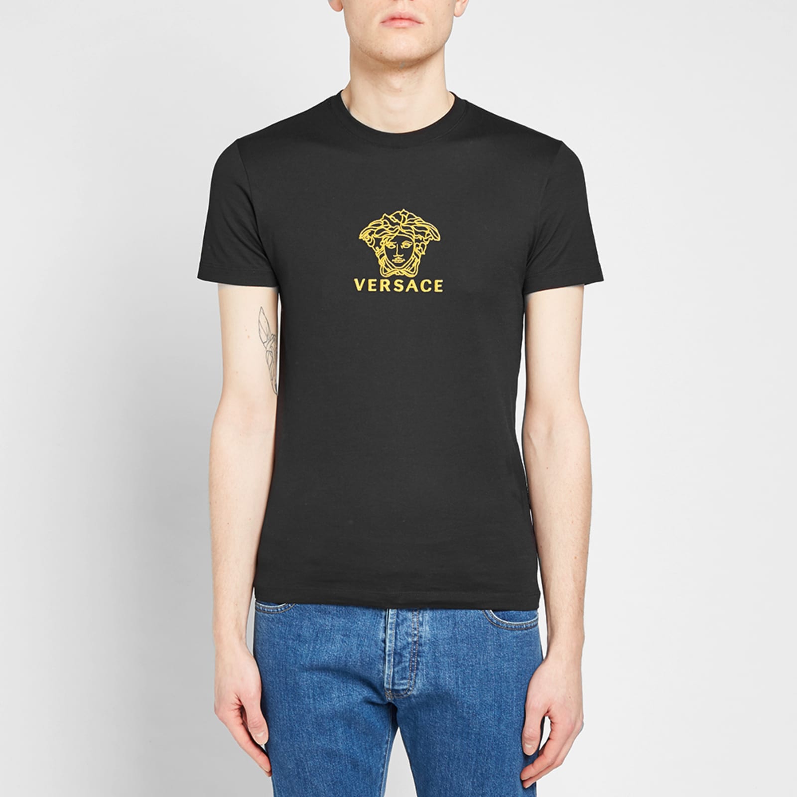 Versace Embroidered Medusa Tee Black & Gold | END.