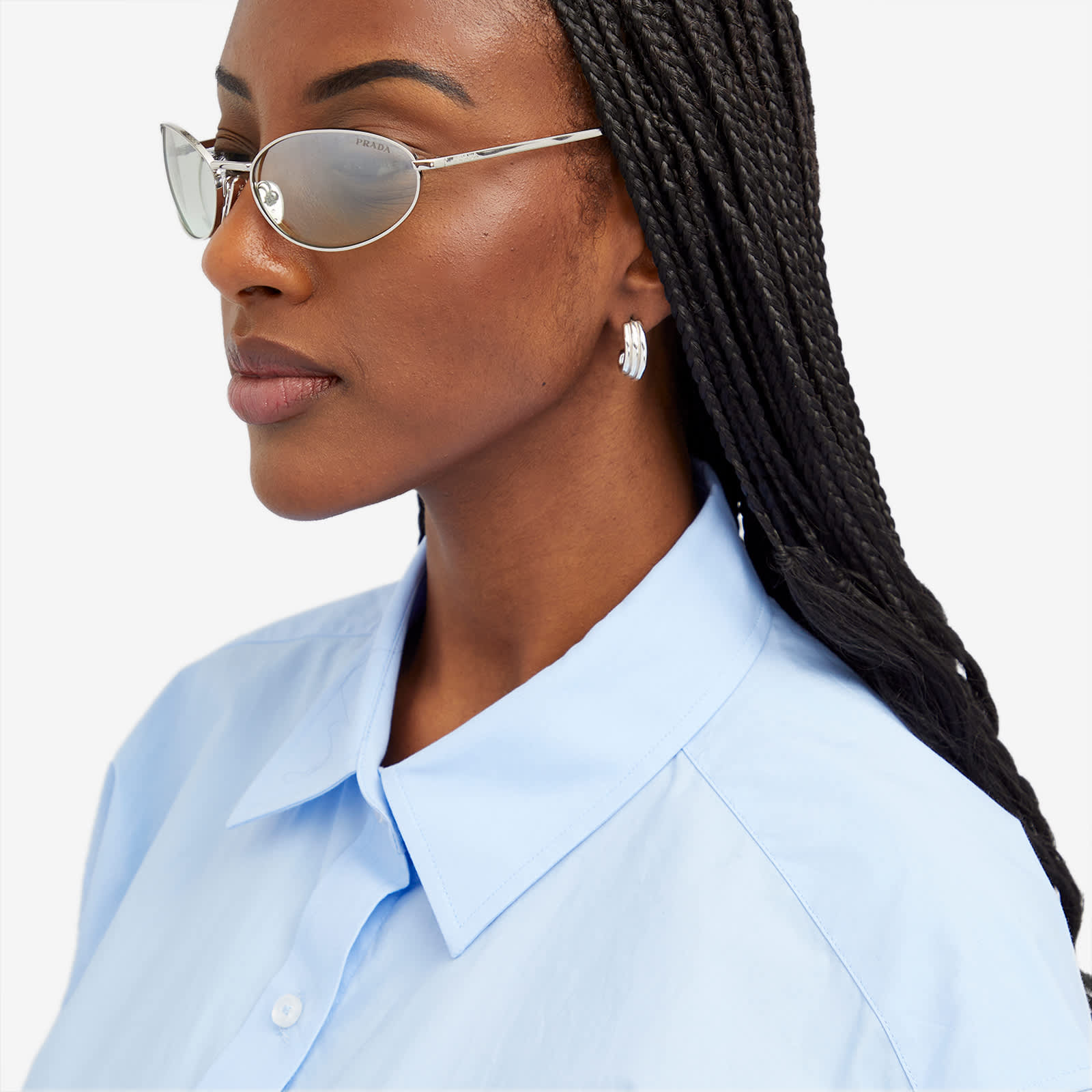 Prada Eyewear A59S Sunglasses Silver & Light Green Silver Gradient ...