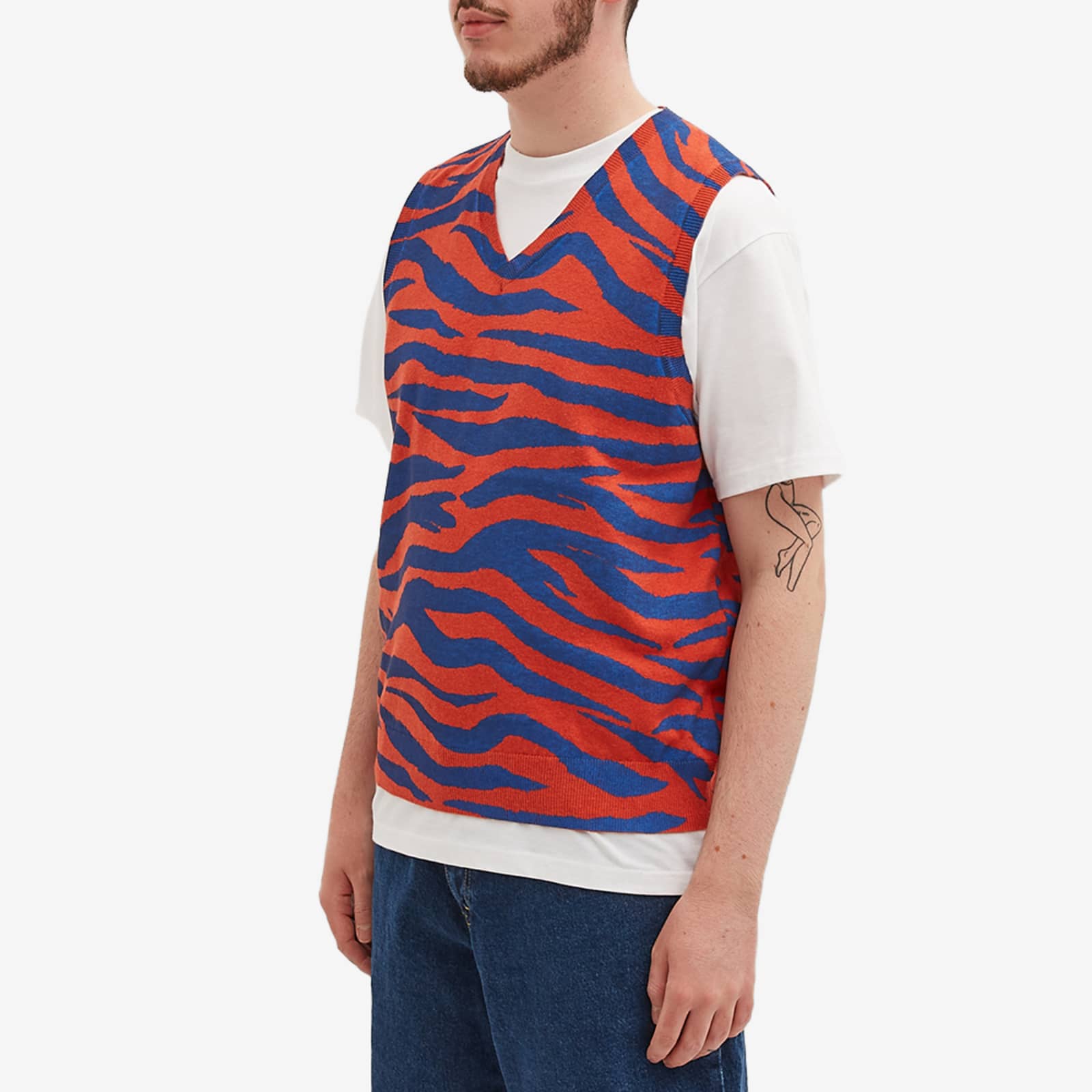 Stussy Tiger Printed Sweater Vest Red | END. (CA)