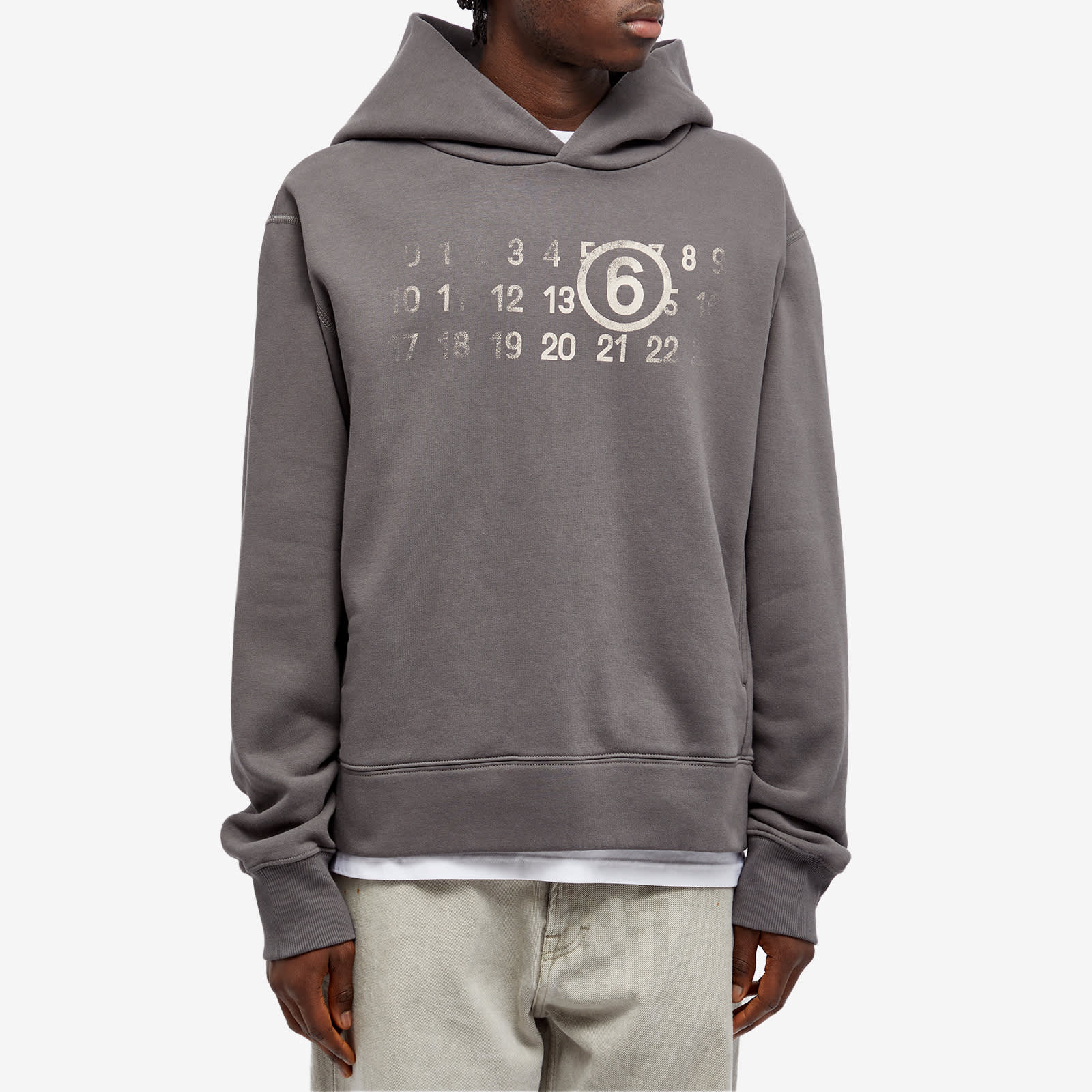 MM6 Maison Margiela Distressed Logo Hoodie Grey | END. (GB)