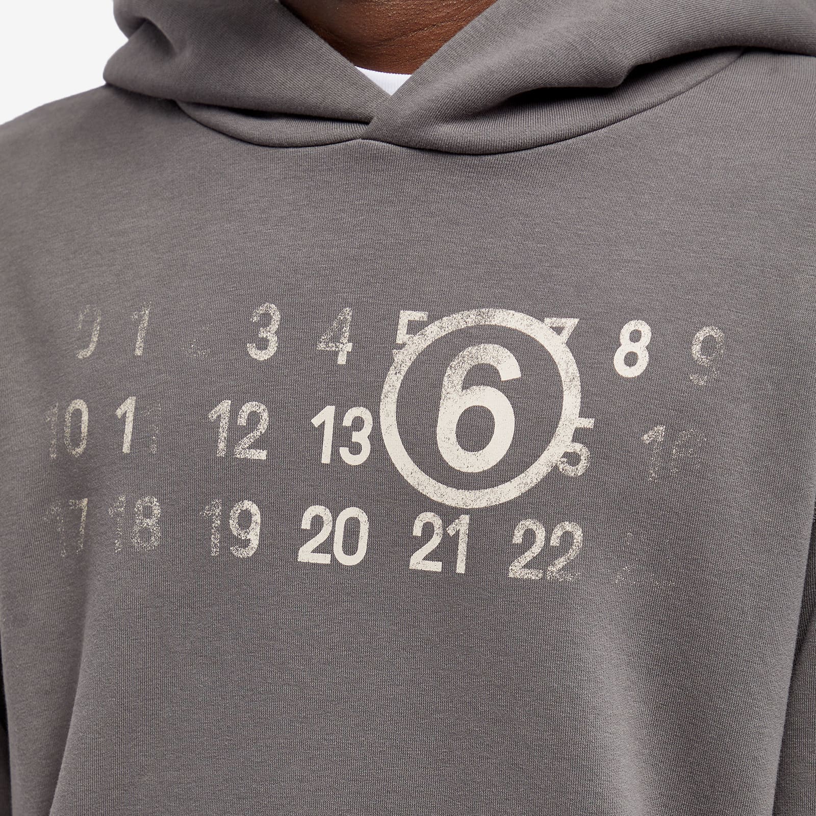 MM6 Maison Margiela Distressed Logo Hoodie Grey | END. (GB)