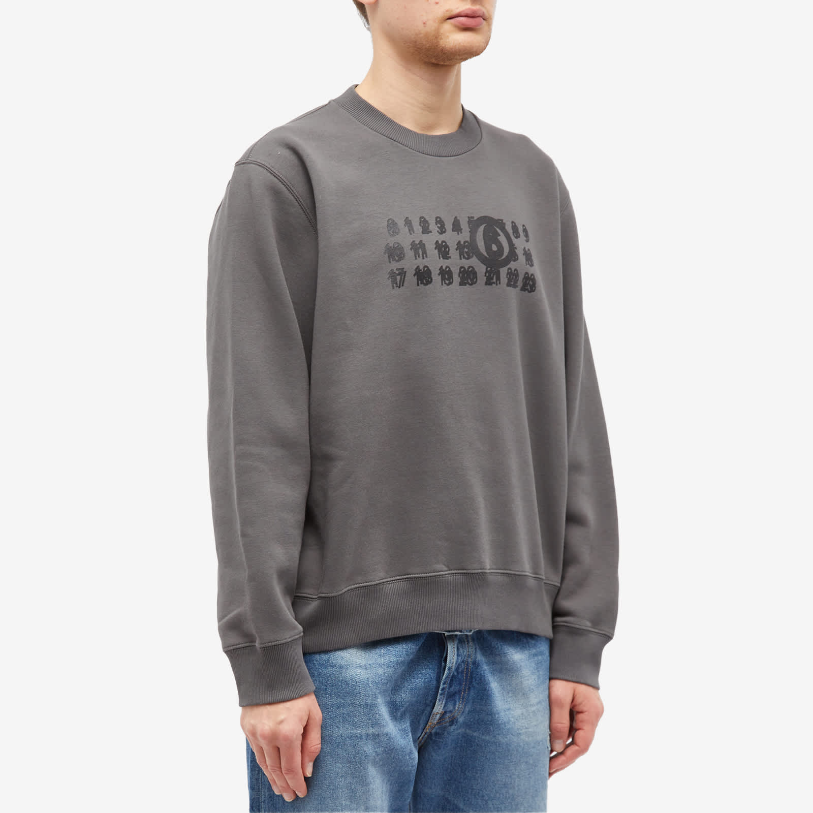 MM6 Maison Margiela Triple Logo Crew Sweat Grey | END. (GB)
