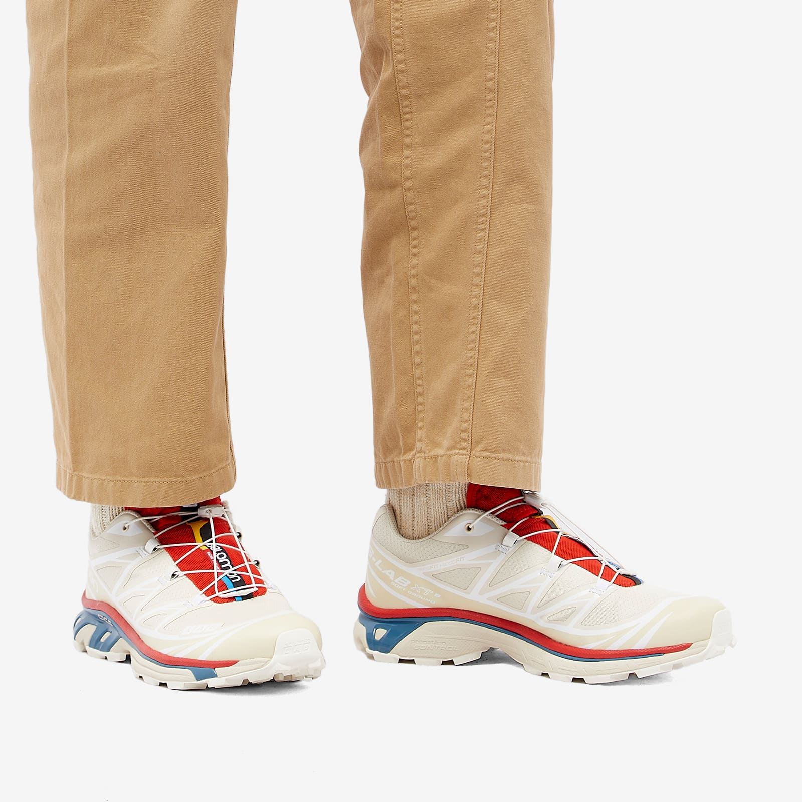 Salomon XT-6 Almond Milk, Bleached Sand & Aurora Red | END. (US)