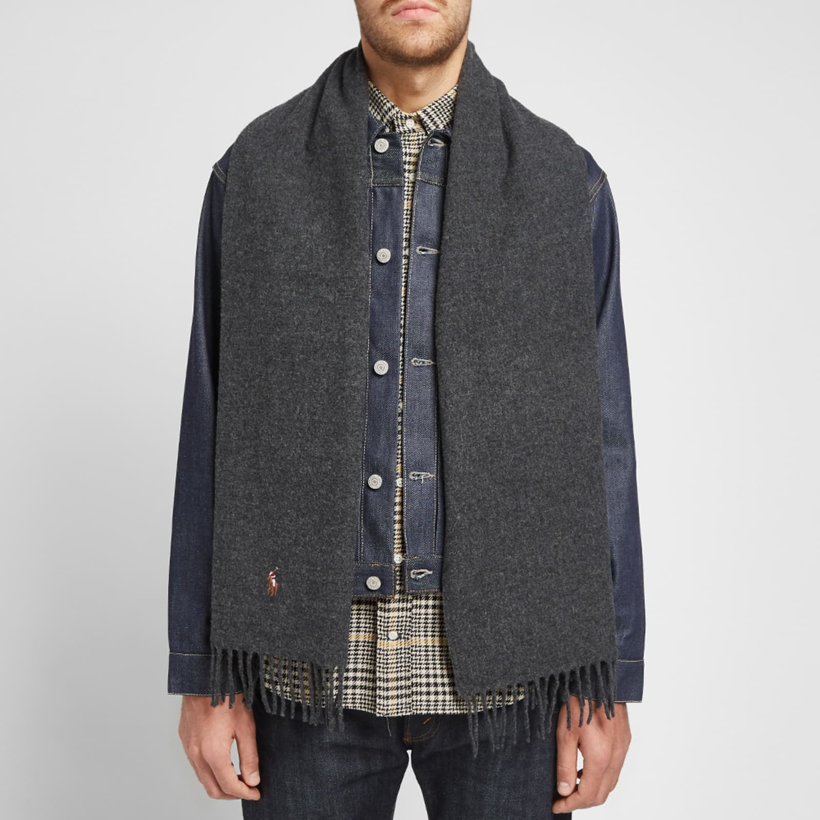 Polo Ralph Lauren Signature Italian Wool Scarf Charcoal Heather | END. (GB)