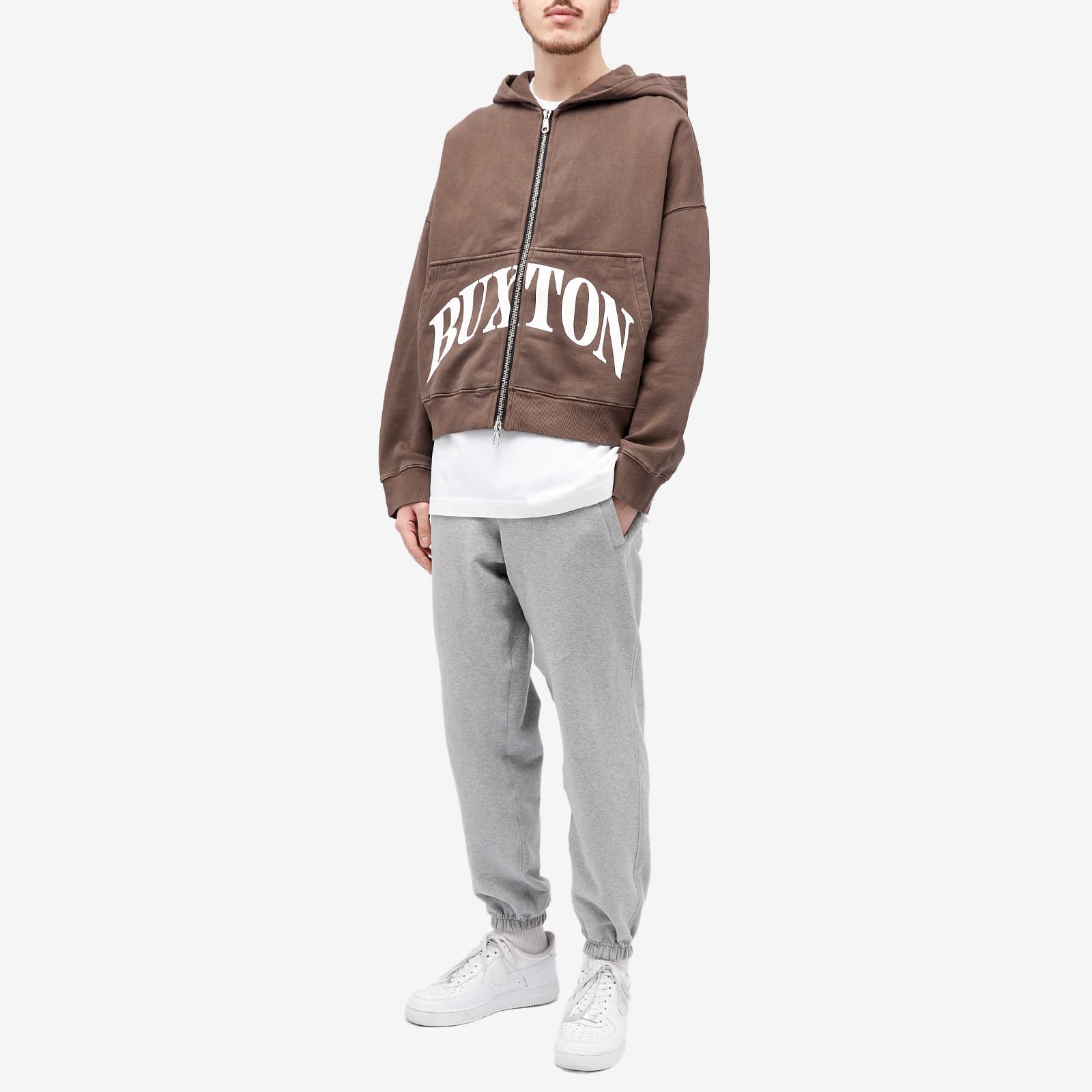 Cole Buxton Cropped Logo Zip Hoodie Brown | END. (HK)