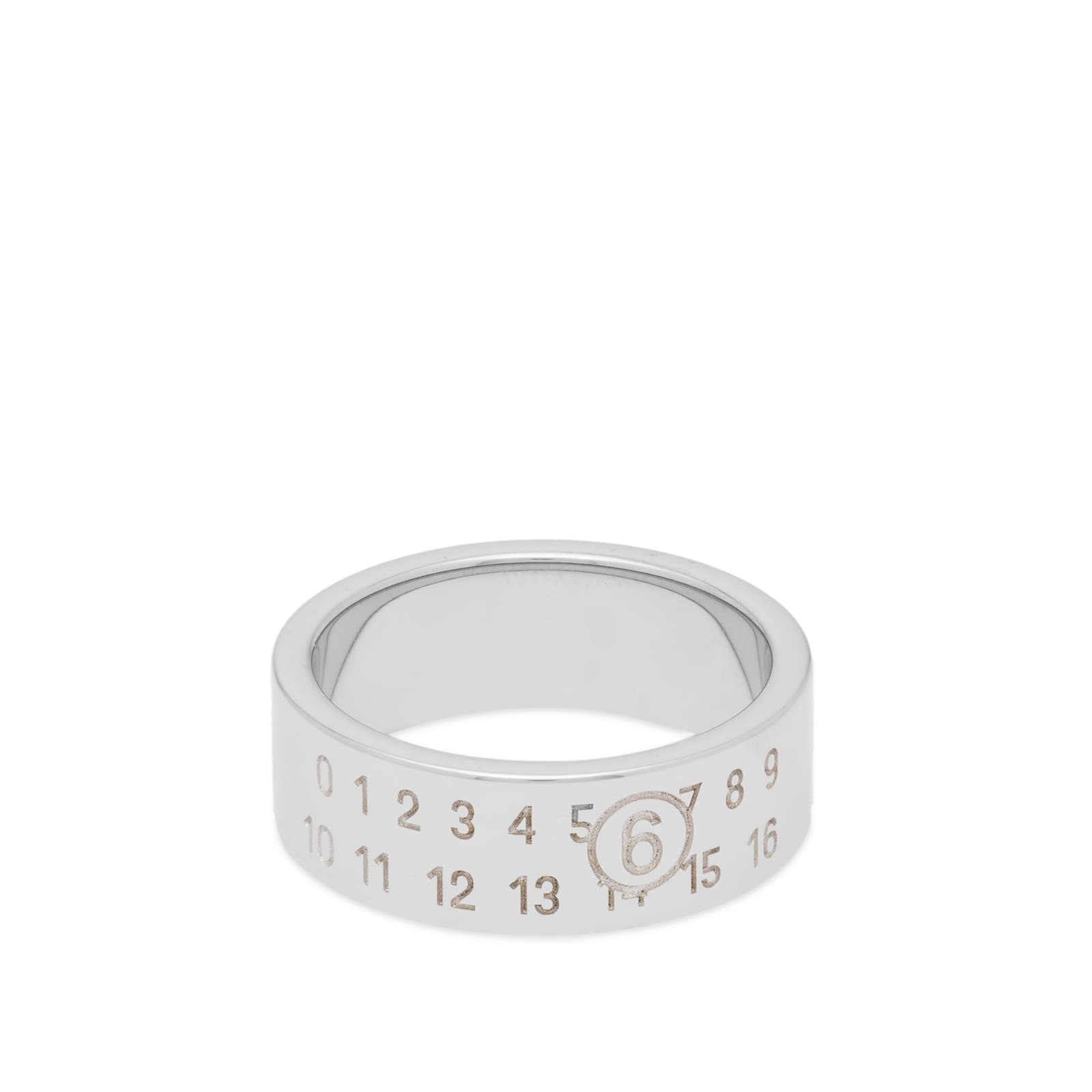 MM6 Maison Margiela 6 Logo Band Ring Polished Palladio | END. (US)