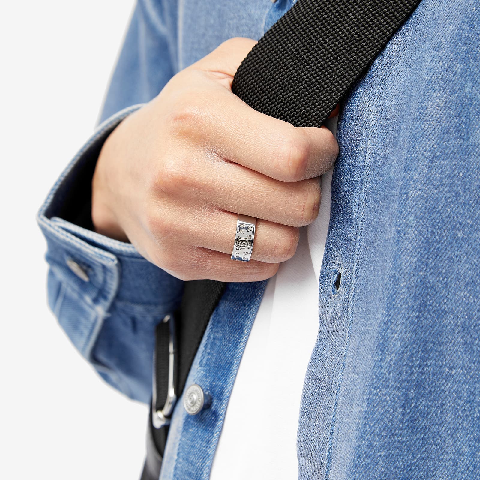 MM6 Maison Margiela 6 Logo Band Ring Polished Palladio | END. (US)