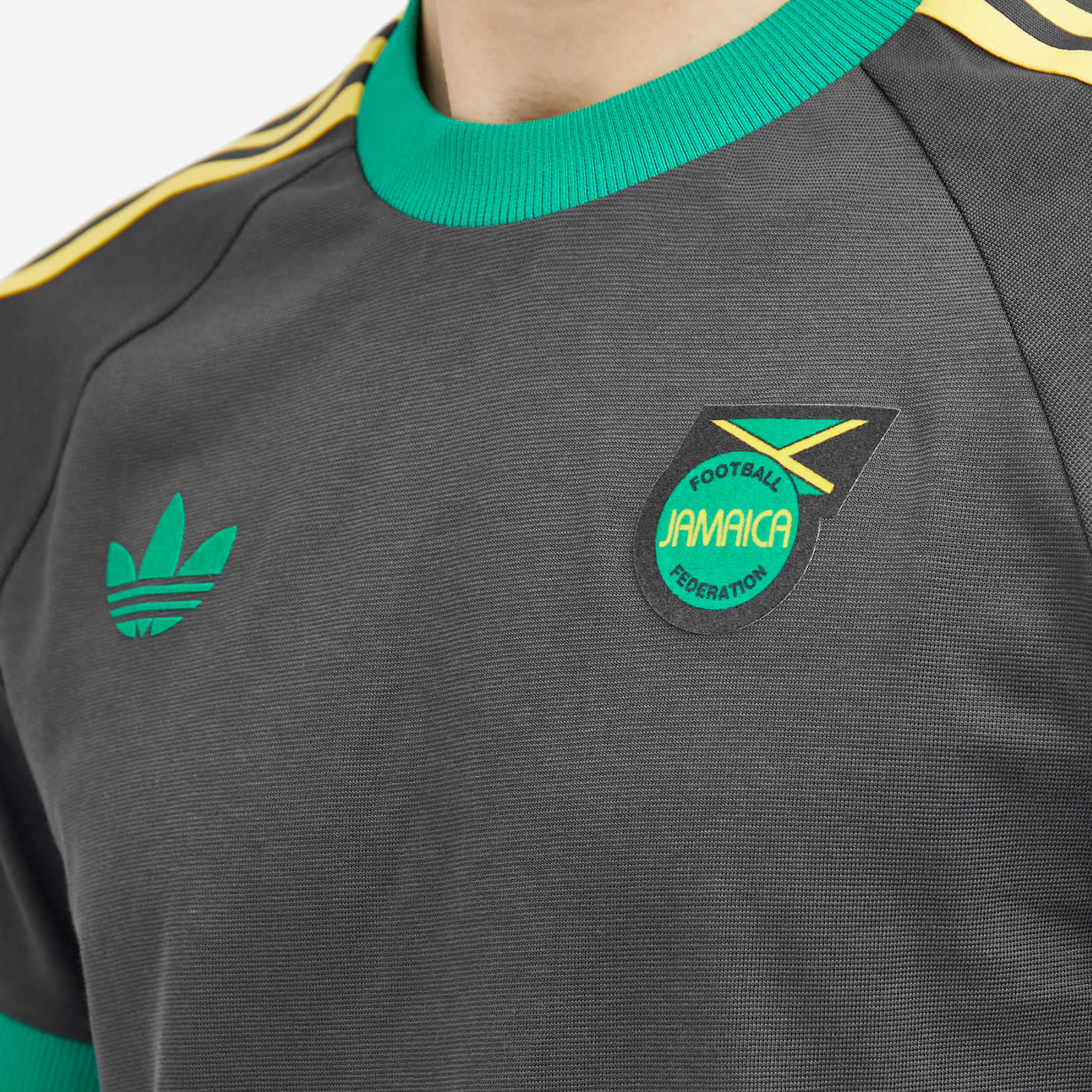 Adidas Jamaica JFF 3 Stripe Tee Utility Black | END. (GB)