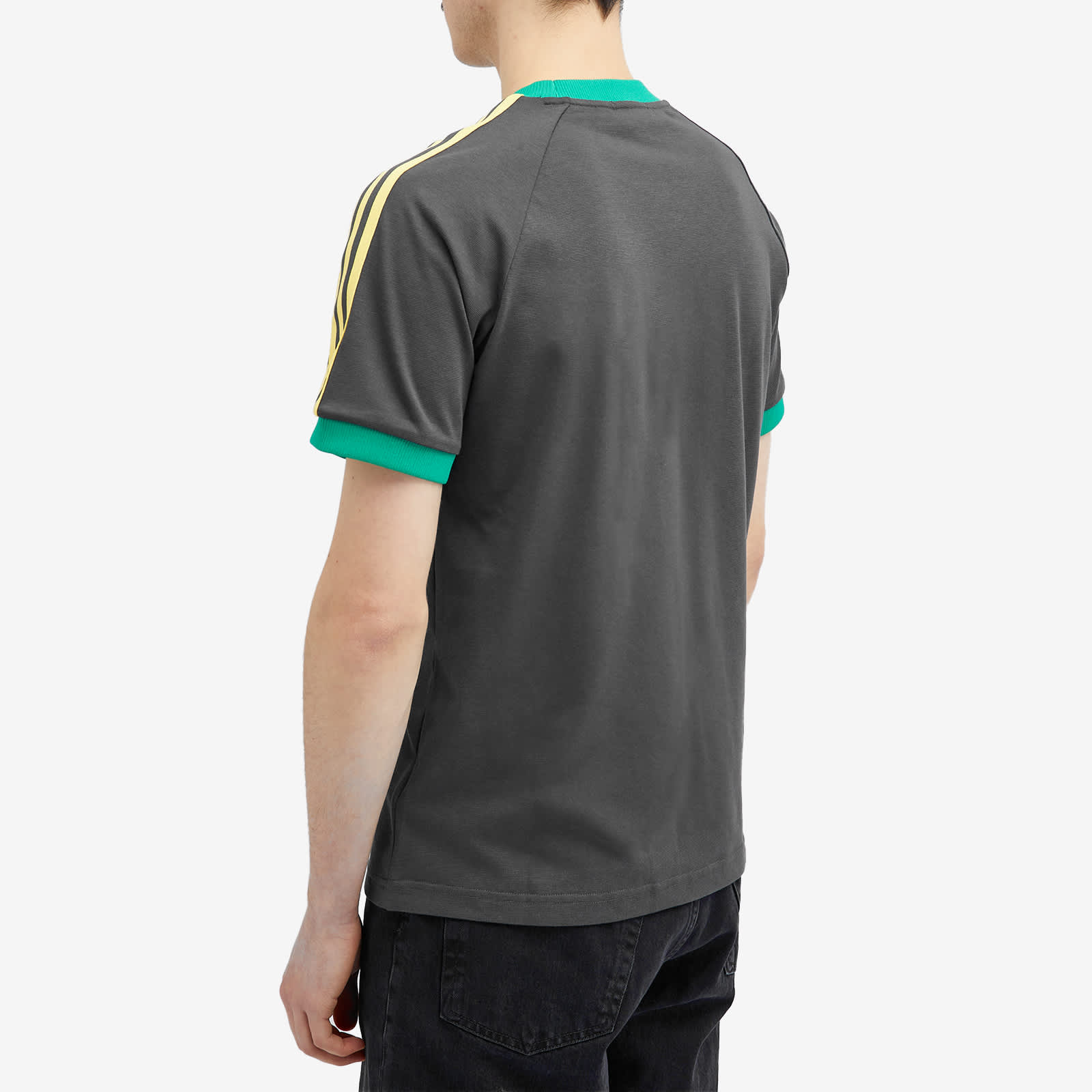 Adidas Jamaica JFF 3 Stripe Tee Utility Black | END. (GB)