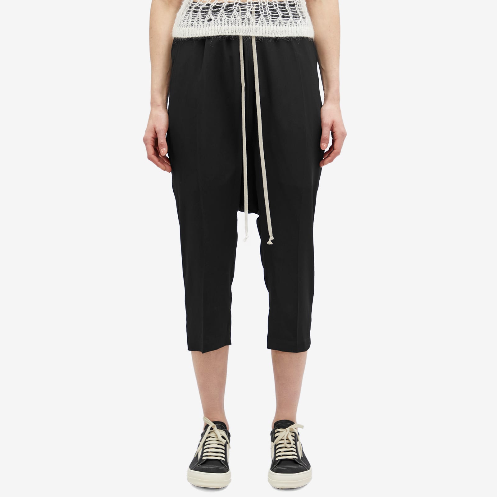 Rick Owens Drawstring Cropped Sweat Pants Black | END. (US)